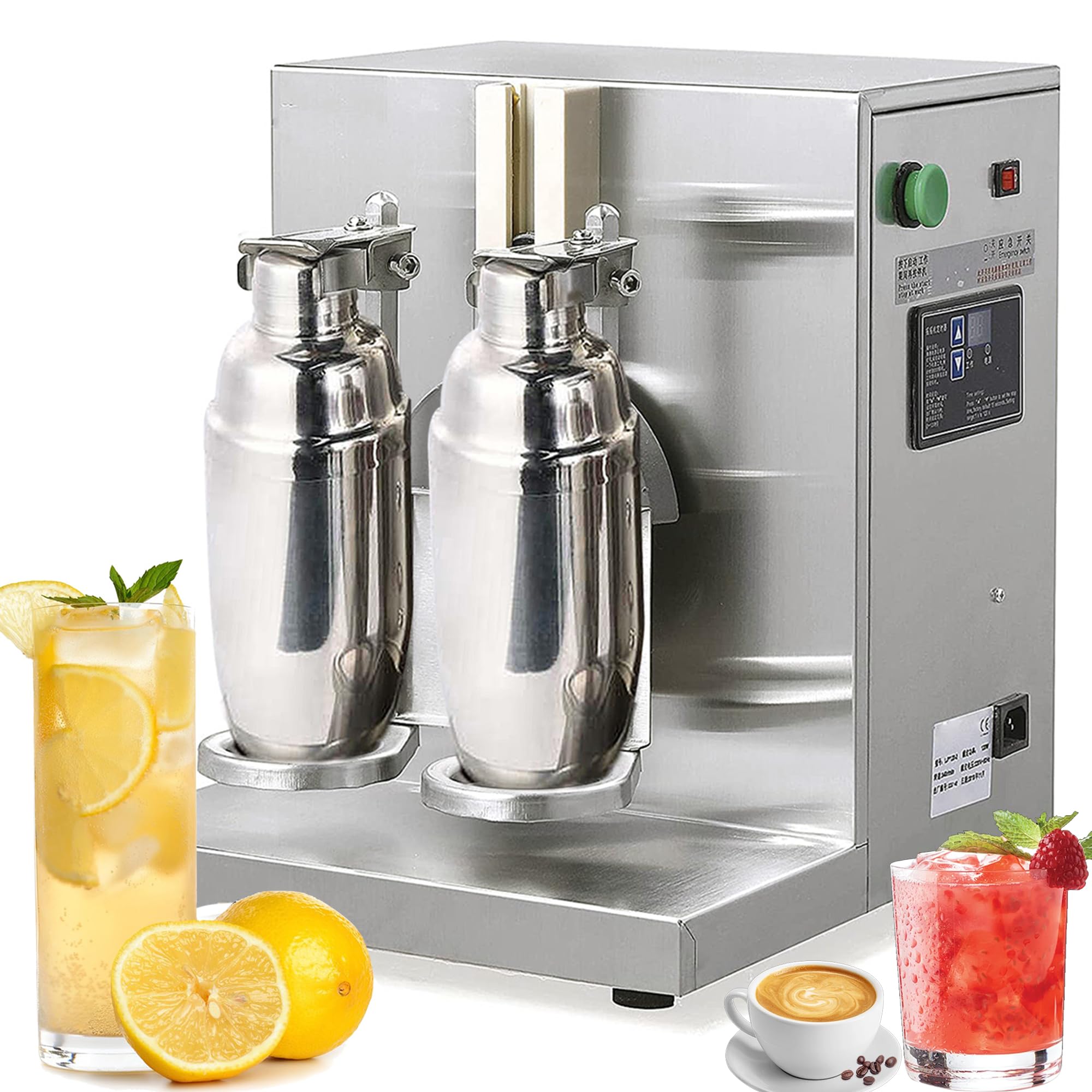 Double Head Milk Tea Shaker Machine Stainless Steel Double Bubble ...
