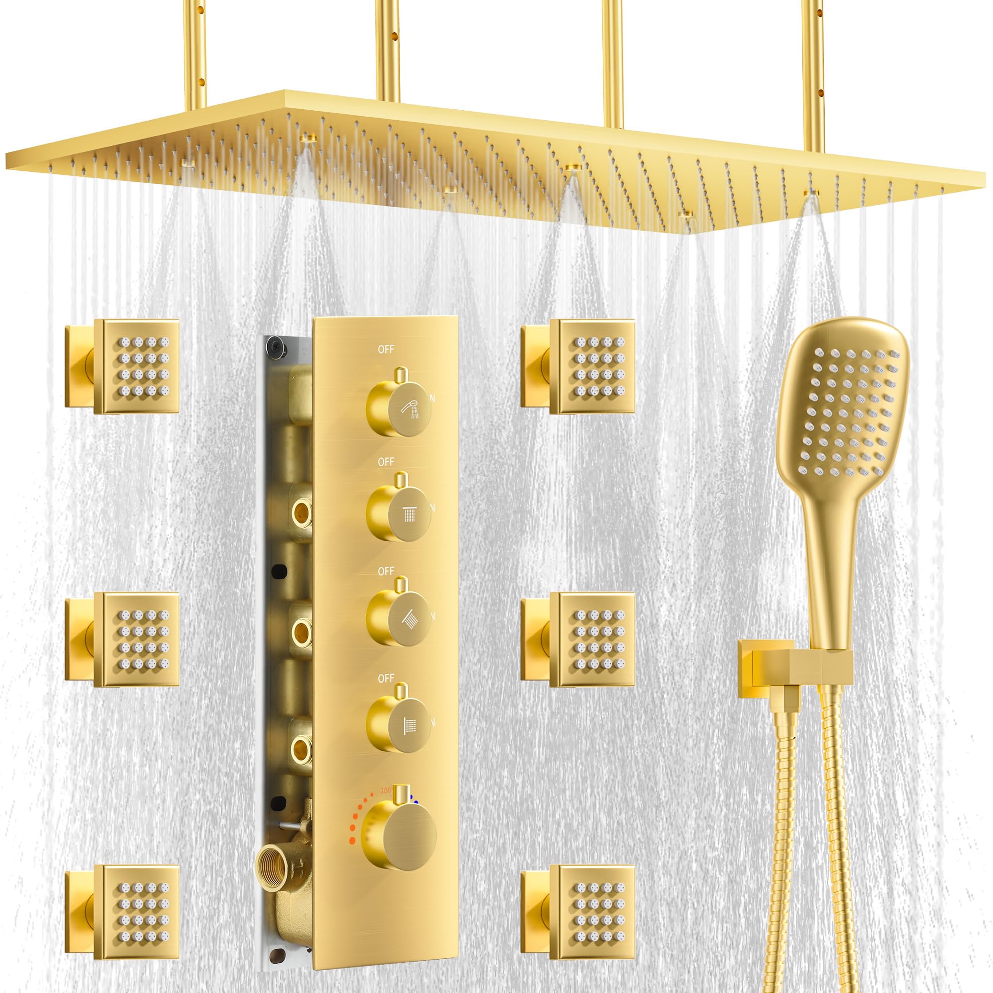 JetsBath Luxury Thermostatic Mist & Rainfall Shower System with 32-Inch ...