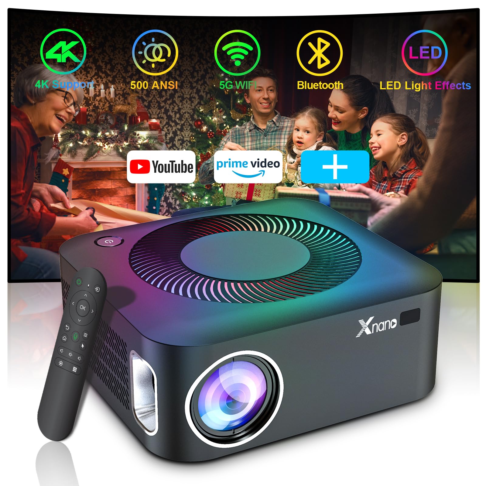 Amazon.com: 4K Support 5G WiFi Bluetooth Native 1080p Projector, XNANO ...