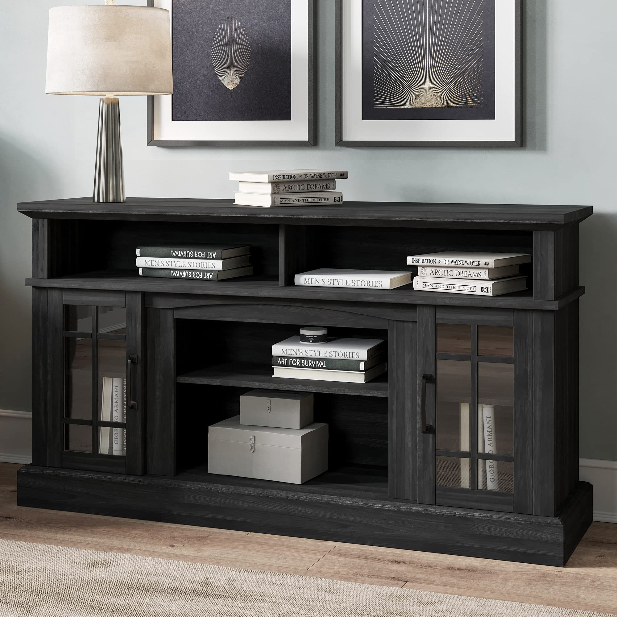 Snapklik.com : BELLEZE 58 Inch TV Stand, Rustic Wood Entertainment Center For TVs Up To 65 ...