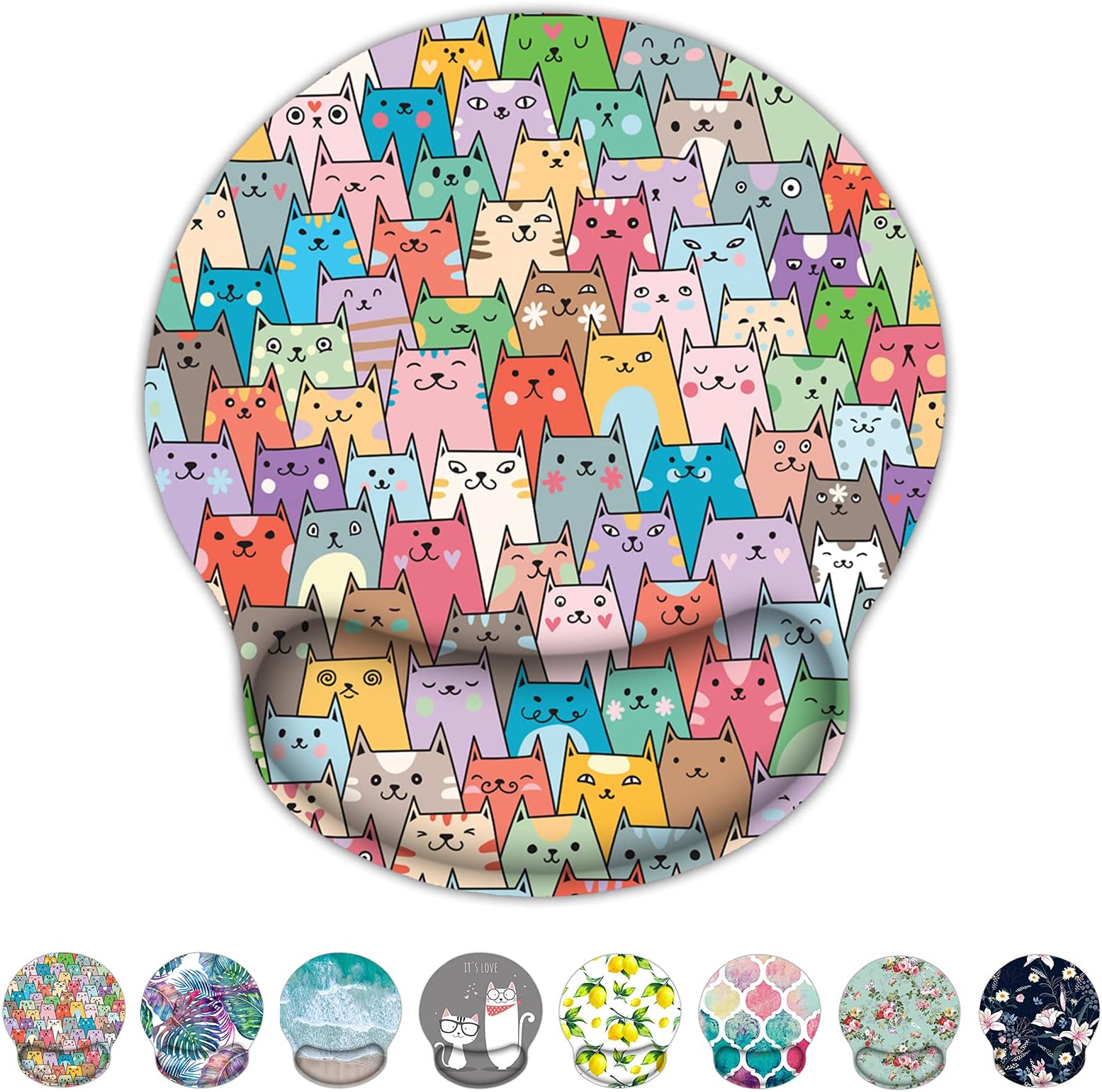 Amazon.com: Cute Cat Mouse Pad with Wrist Rest Support, Black Gel Mouse ...