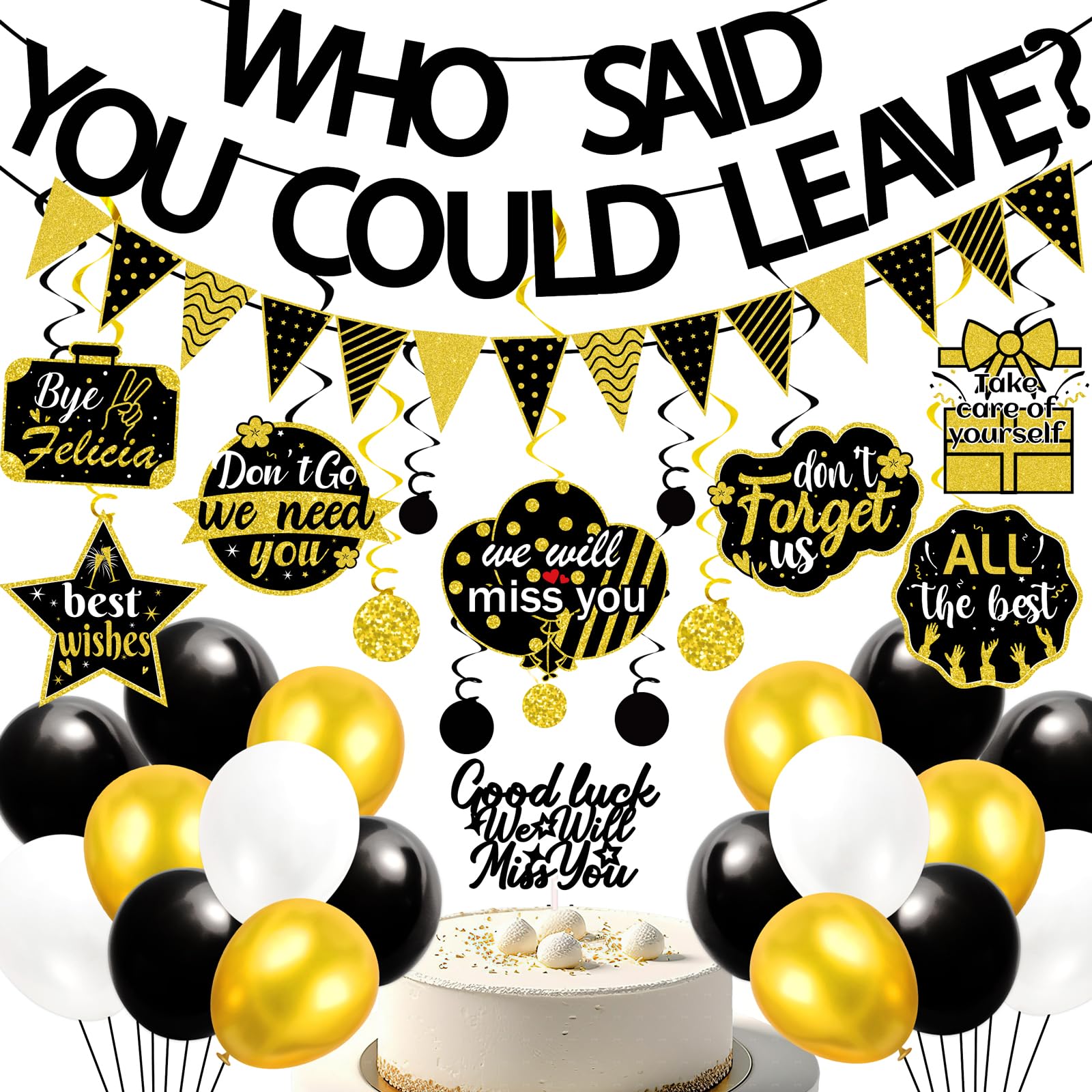 Amazon.com: Black and Gold Goodbye Party Decorations - Farewell Decor ...