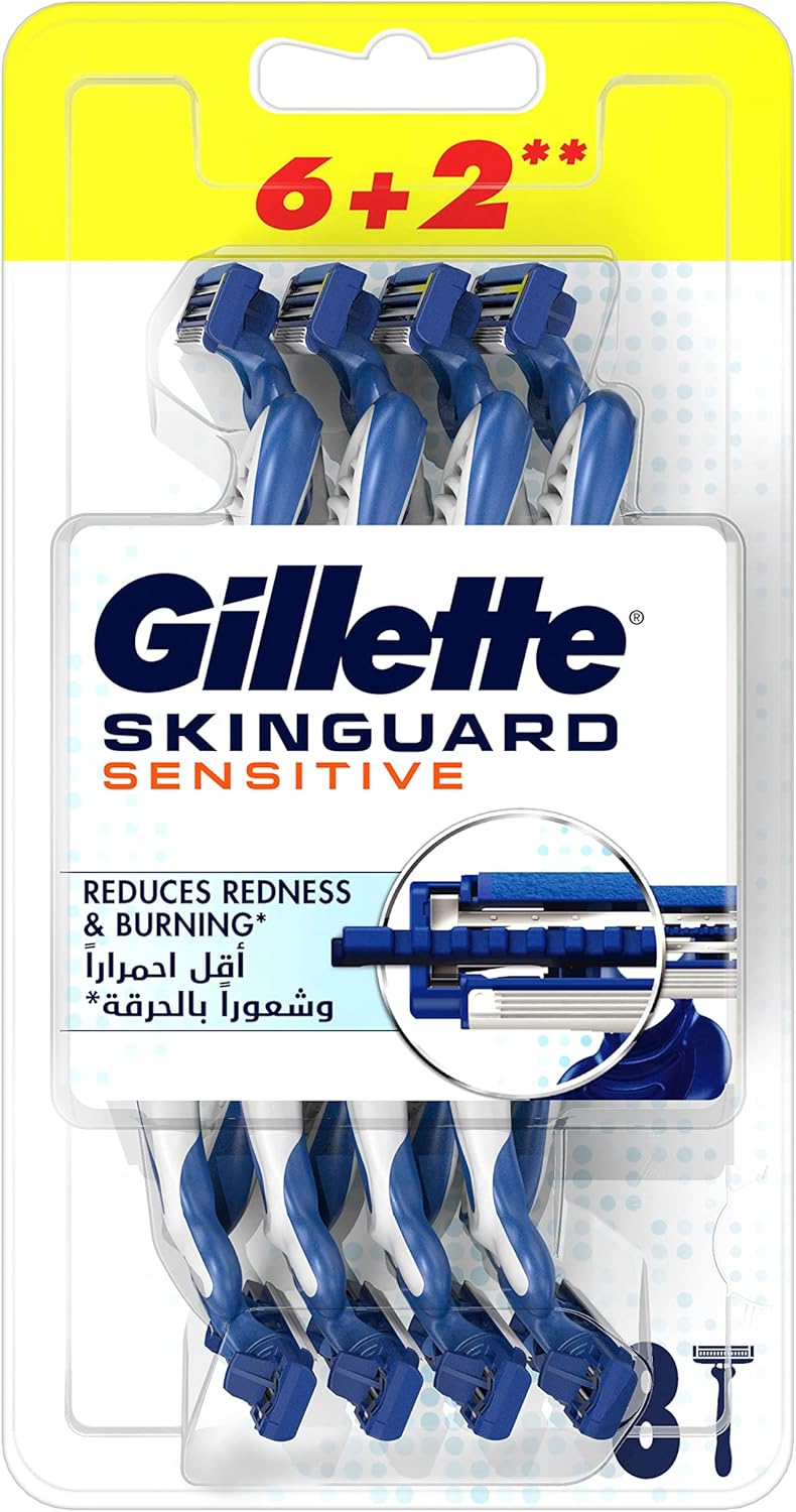 Gillette SkinGuard Sensitive Disposable Razor: Pack of 6+2 Razors ...