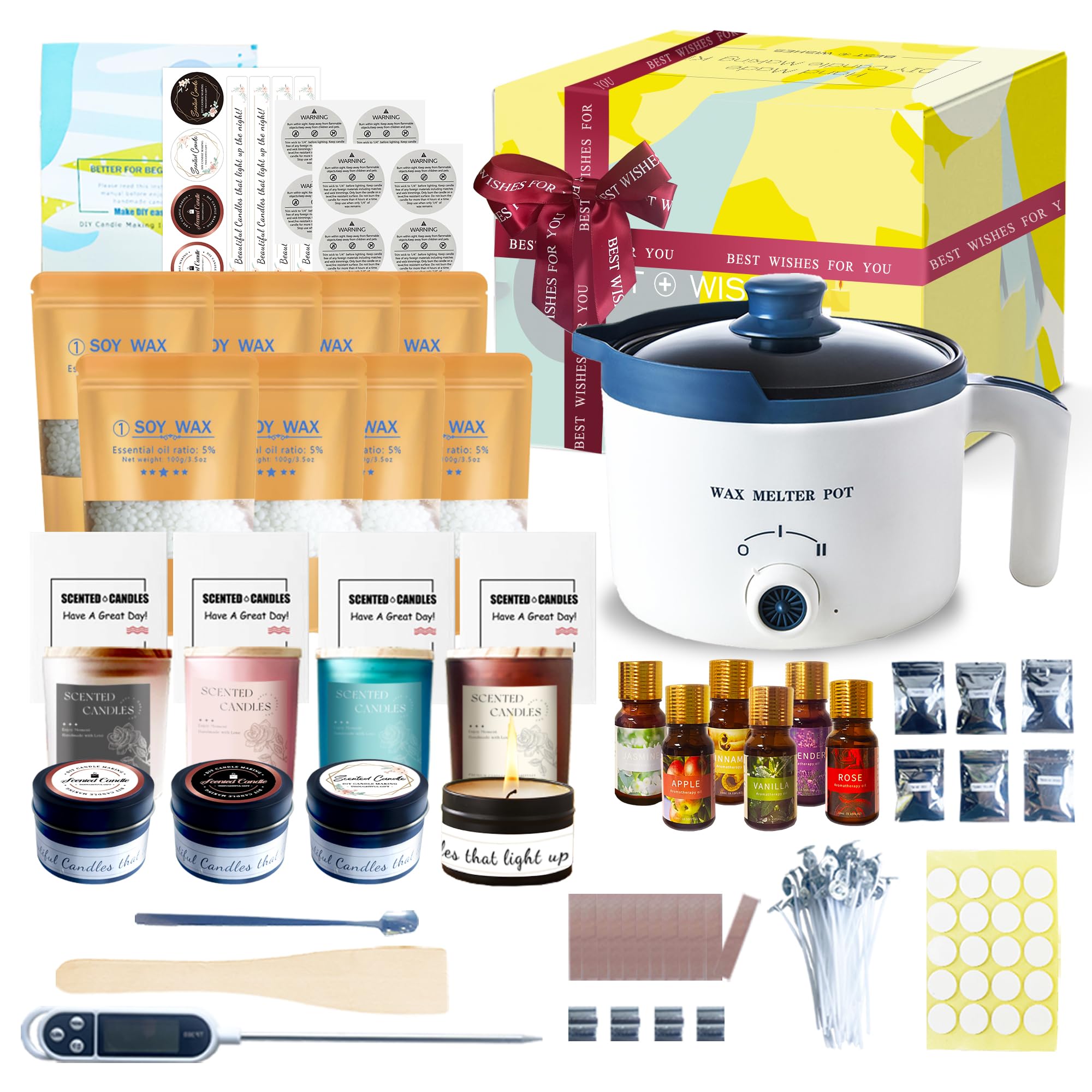 Ksedcon Candle Making Kit with Electric Wax Melting Pot, Candle Starter ...