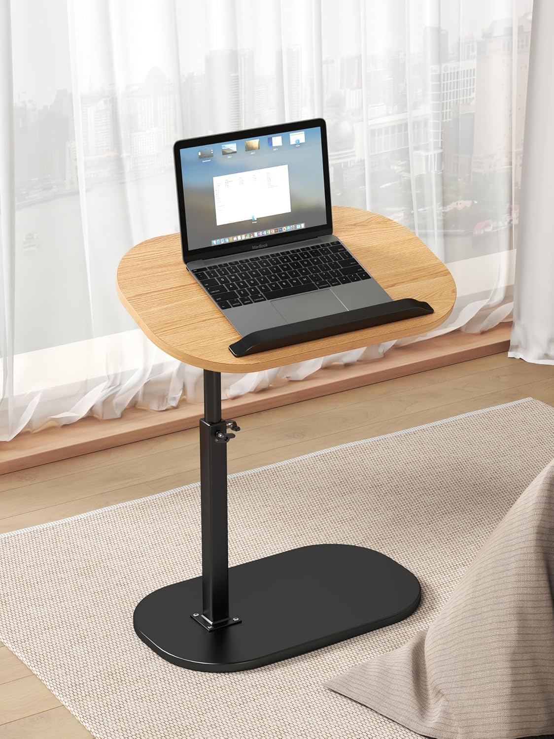 Amazon.com: Adjustable Height C Shaped Side Table, 360°Swivel & Flip ...