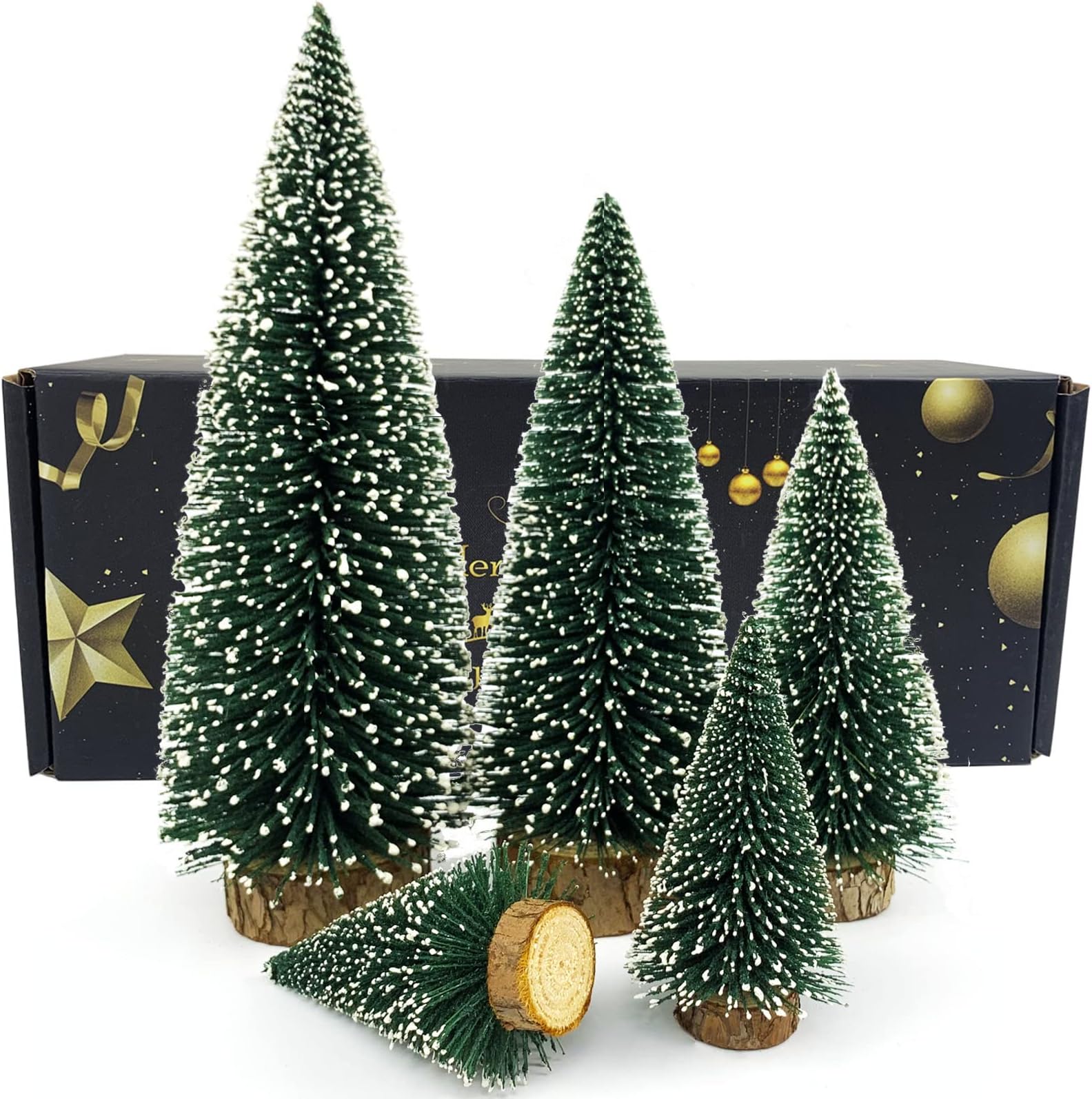 Amazon.com: Mini Christmas Tree Snow Frost Sisal Trees Desktop Mini ...