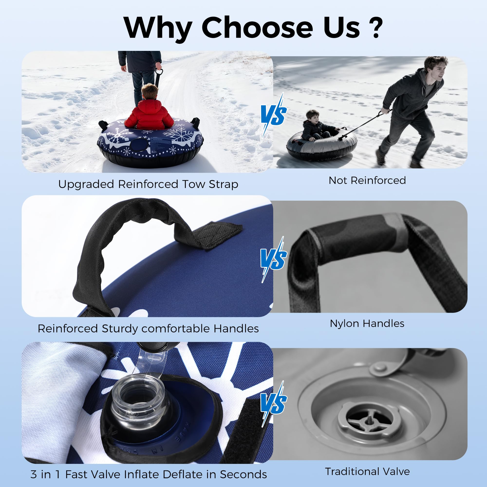 Snapklik.com : Heavy Duty 47-inch Snow Tube For Winter Sledding Durable ...