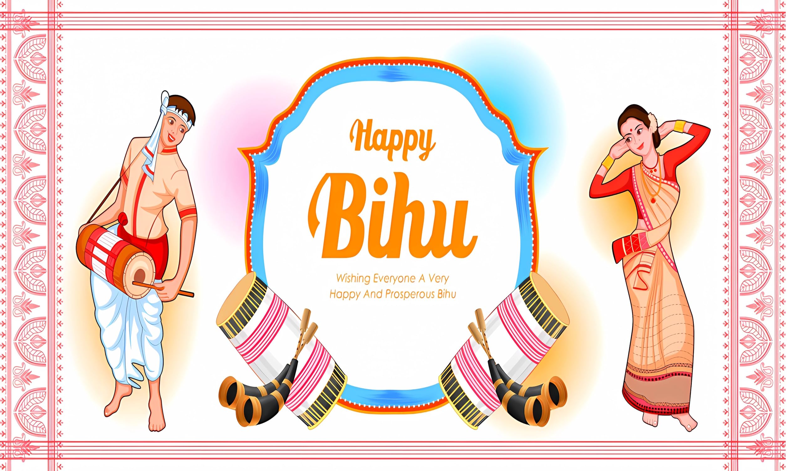 Backdropon Happy Rongali Bihu Design Backdrop Cloth for Pooja ...