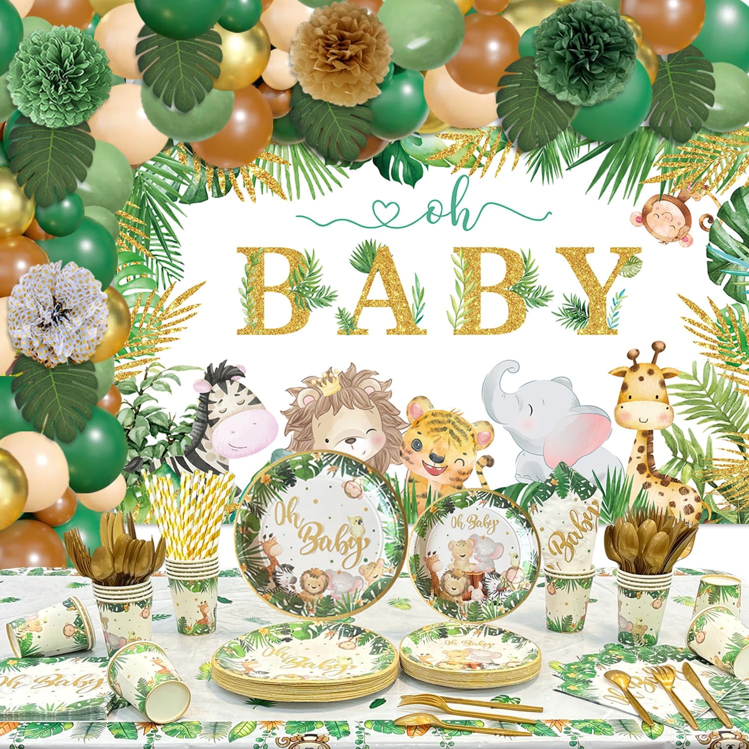 Amazon.com: Jungle Safari Wild Animal Baby Shower Decorations Junegle ...