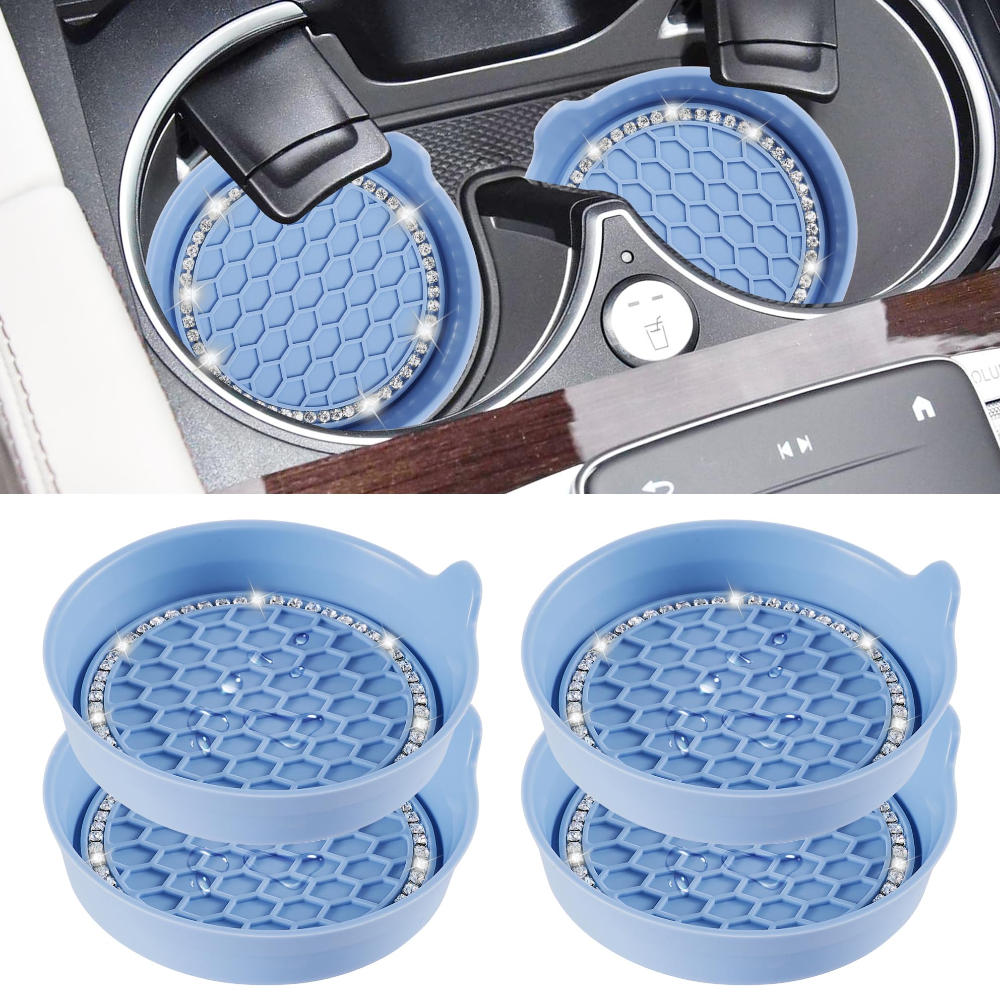 Amazon.com: Amooca Car Cup Coaster Universal Non-Slip Cup Holders Bling ...