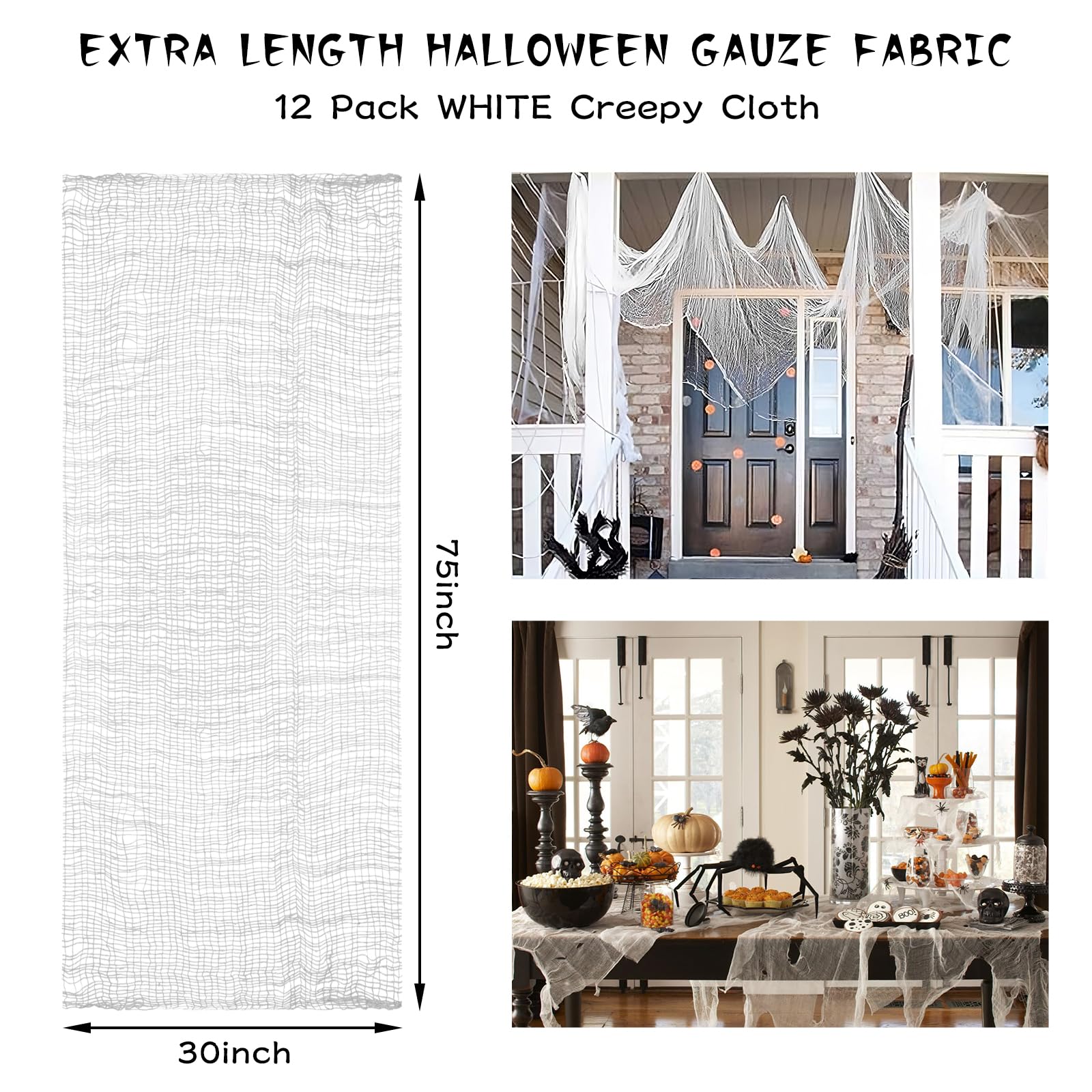 Snapklik.com : 12 Pack White Halloween Creepy Cloth 30 X 75 Inch ...