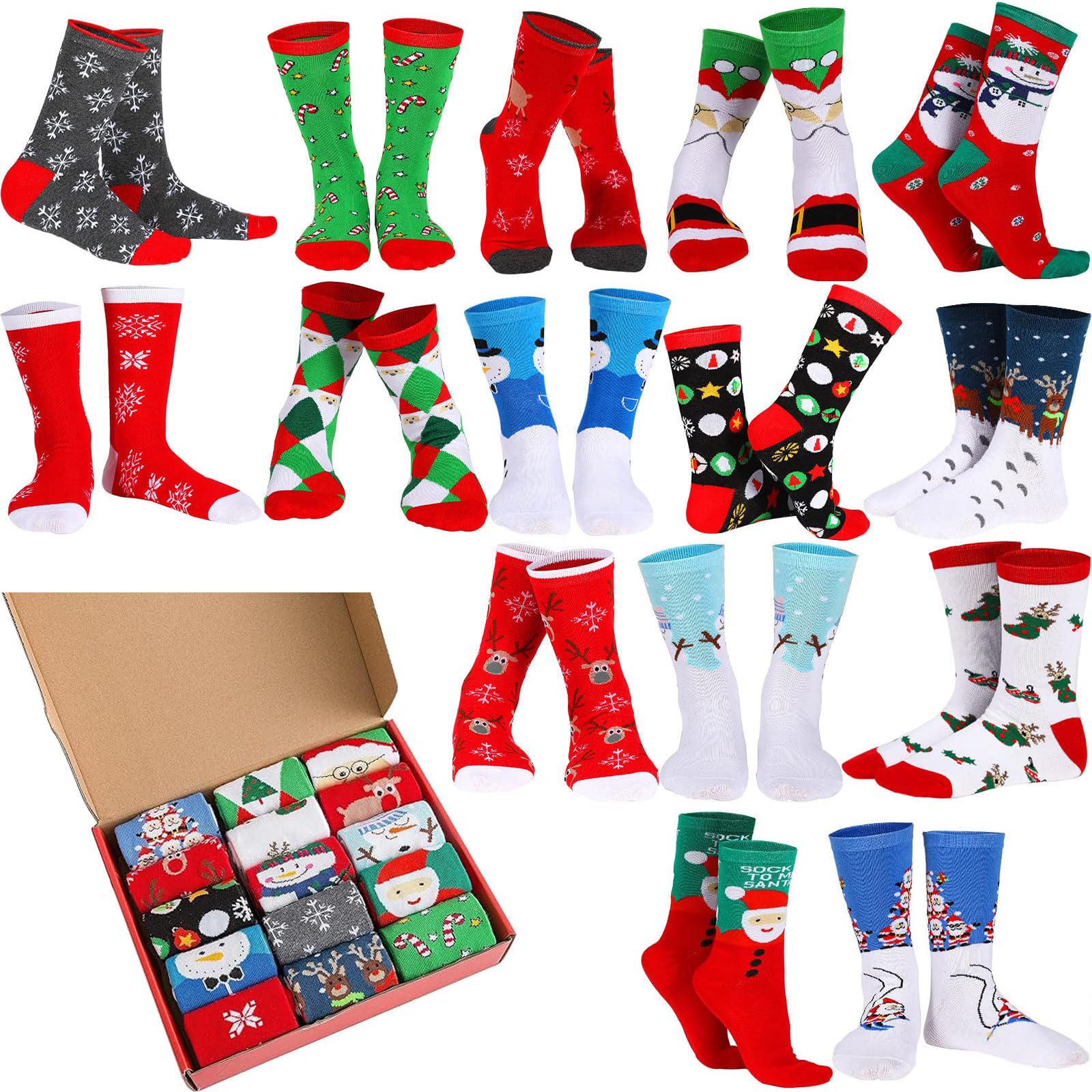 Amazon.com: IDORIC 15 Pairs Women's Christmas Socks Christmas Gifts for ...