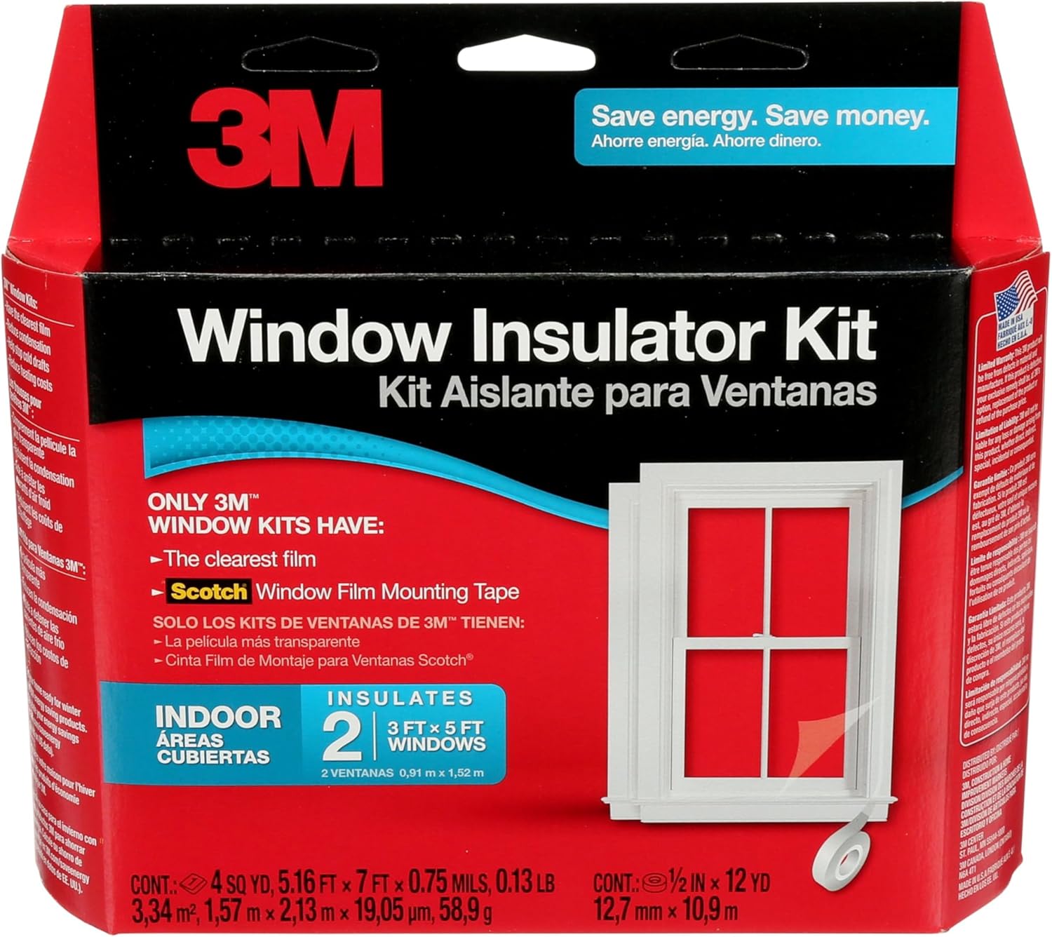 3M Indoor Window Insulation, Insulator Kit for 2 Windows 3ft x 5ft ...