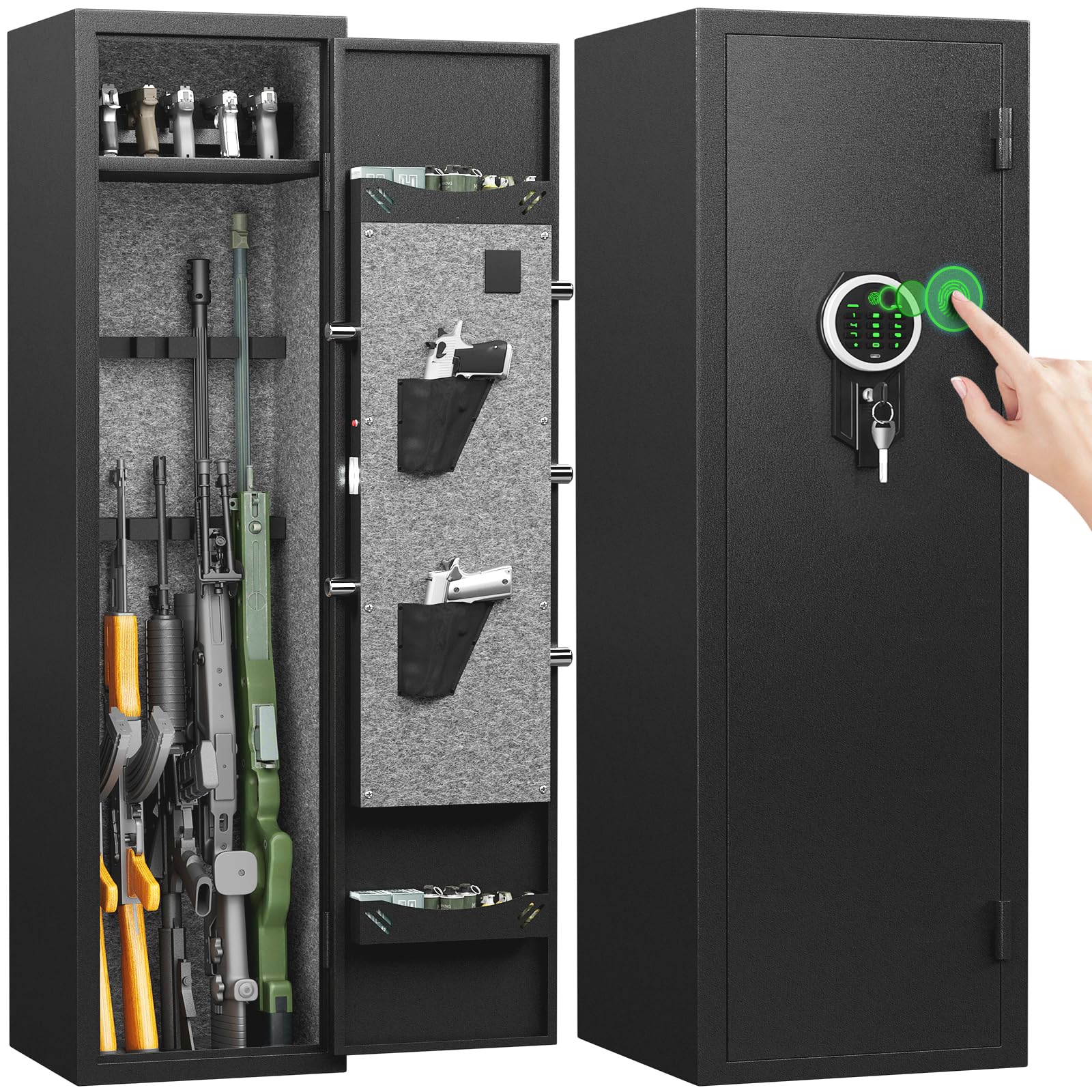 Amazon.com: 5-6 Biometric Rifle Gun Safe, Large Gun Cabinet for Home ...