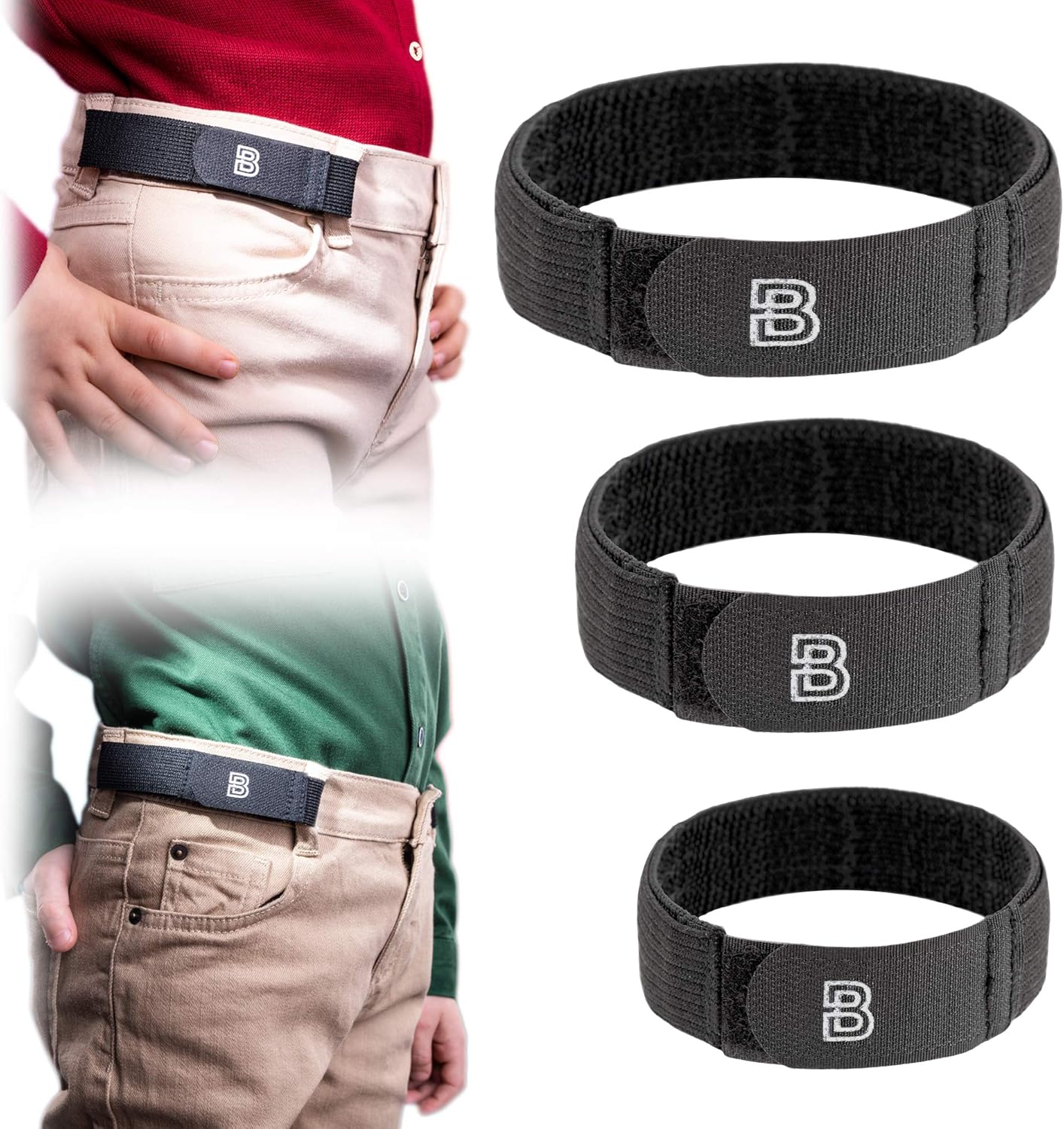 Amazon.com: BeltBro For Kids No Buckle Elastic Belt — 3 Pack (S, M, L ...
