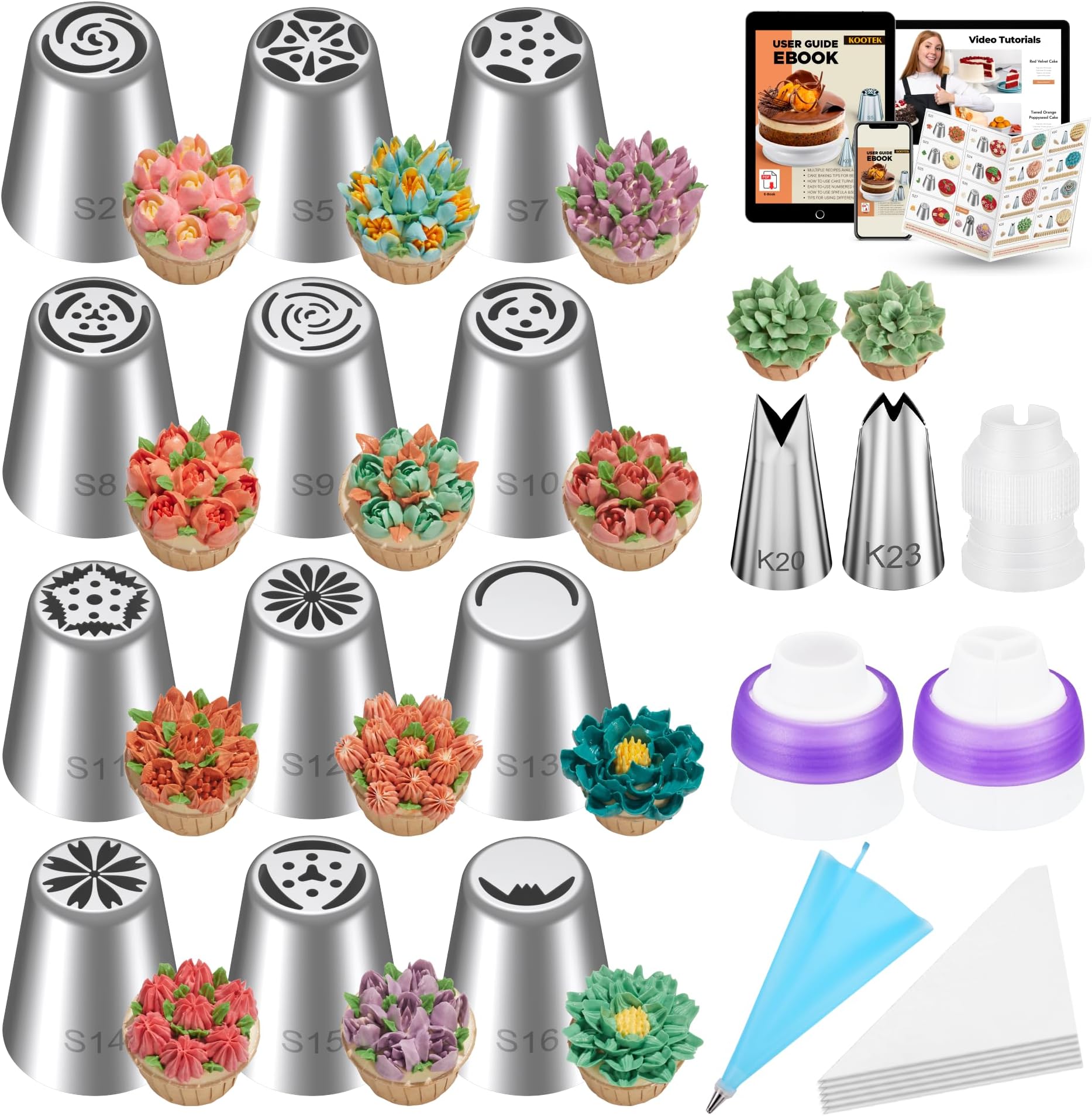 Amazon.com: Extra Large Piping Tips Set, Stainless Steel Cake ...