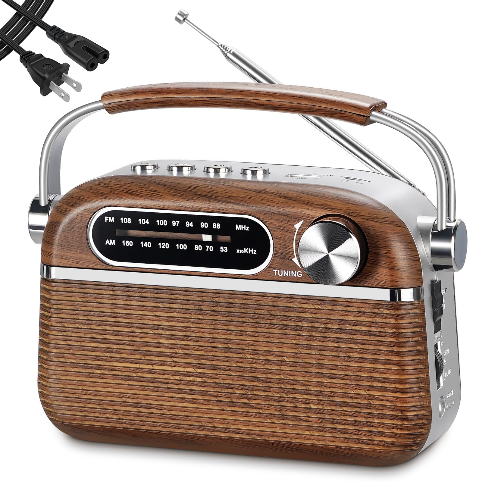 Amazon.com: PRUNUS J-130 Retro Portable AM FM Radio AC Plug in Wall ...