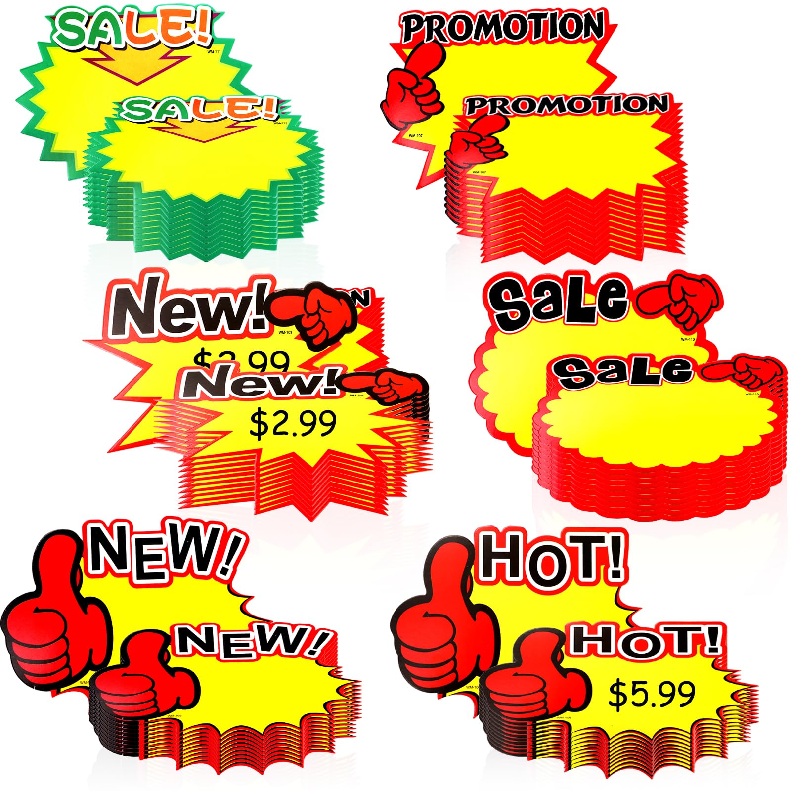 Amazon.com : Covzoe 240 Pieces Starburst Sign Cards, Blank Price Neon ...