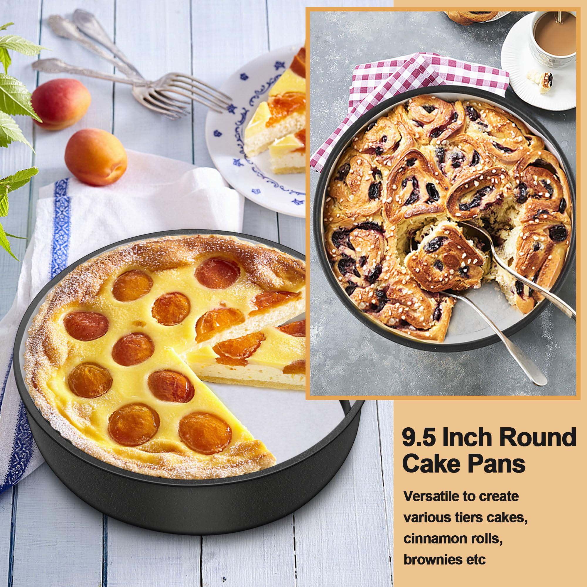 Snapklik.com : E-far 9.5 Inch Cake Pans Set Of 2, Nonstick Stainless ...