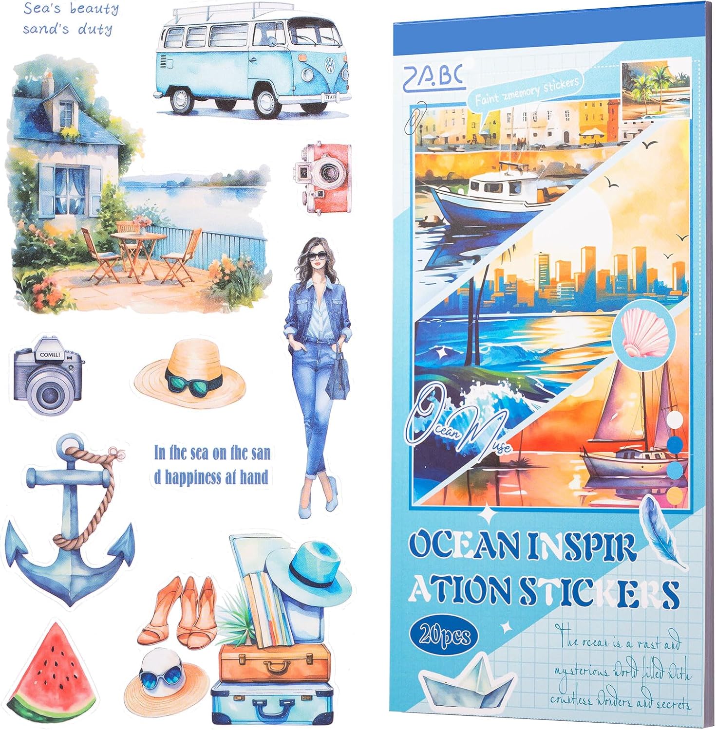 Amazon.com: YagCu Scrapbook Sticker Book, 20 Sheets Journaling Stickers ...