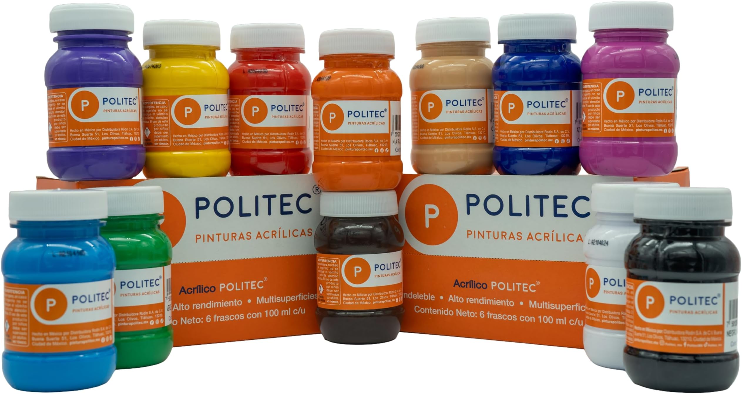 Set Pinturas Acrilicas Politec 12 Piezas 100ml : Amazon.com.mx: Hogar y ...