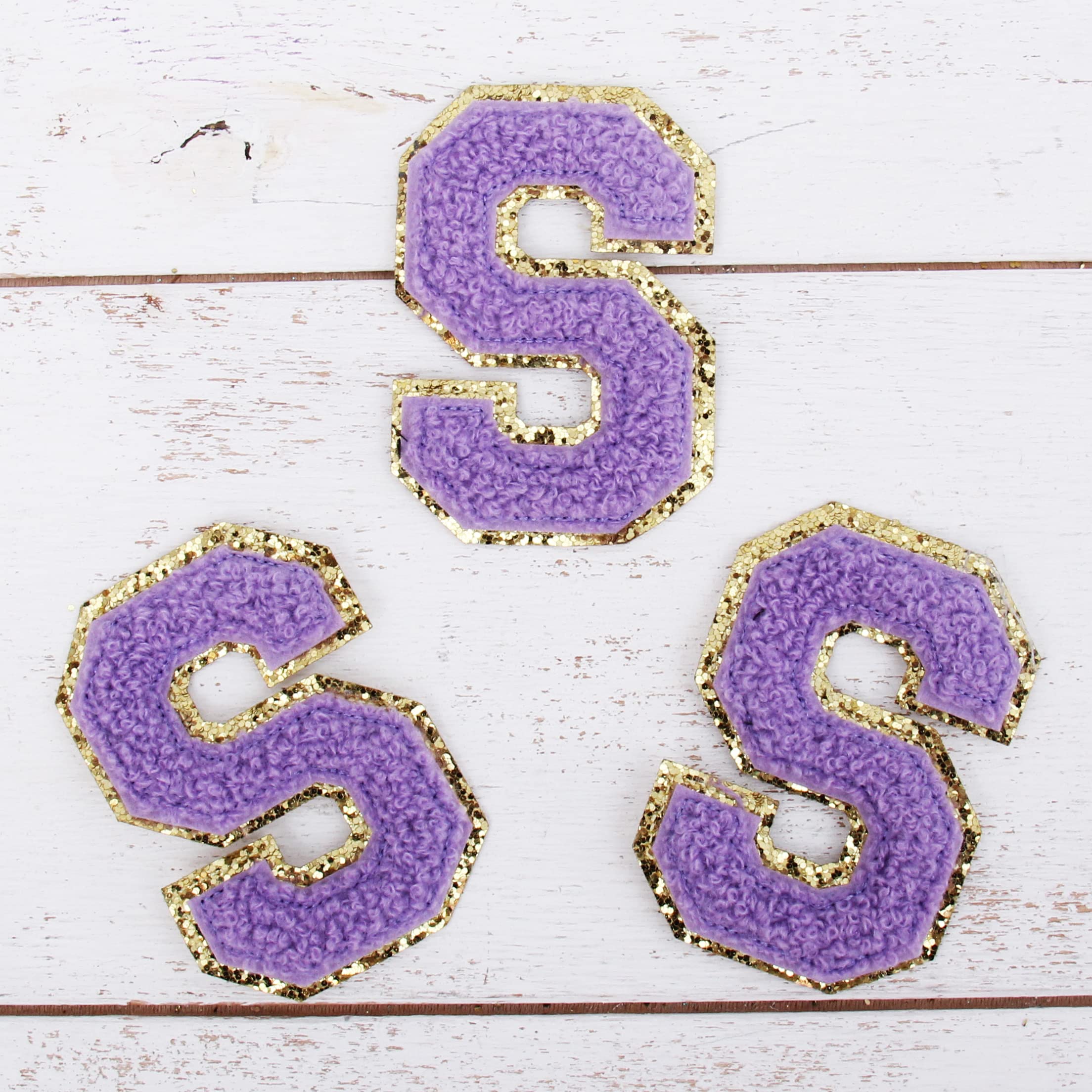 Amazon.com: 3 Pack Chenille Iron On Glitter Varsity Letter "S" Patches ...