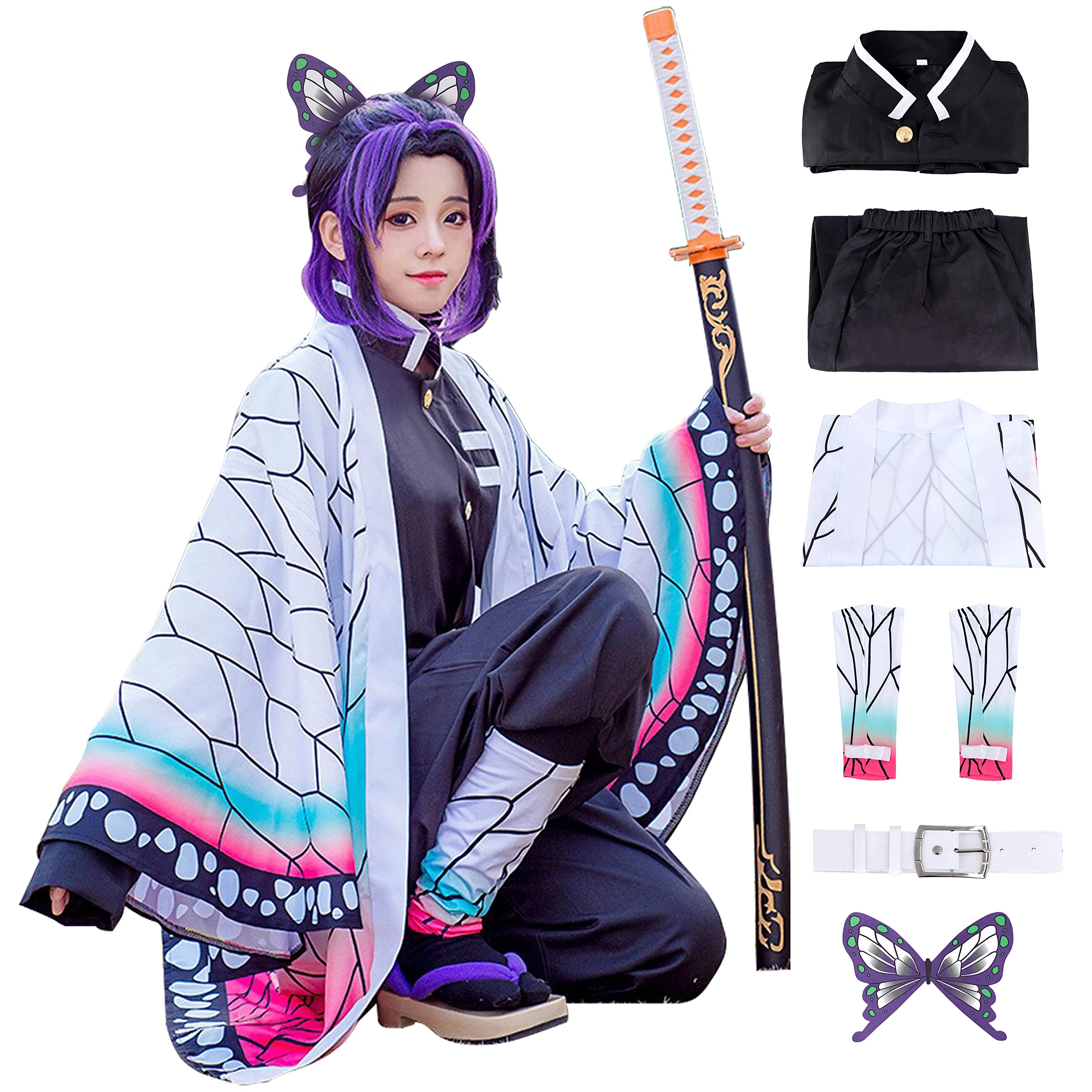 Buy IamaCos Kochou Shinobu Costume Demon Slayer Anime Cosplay Outfit ...