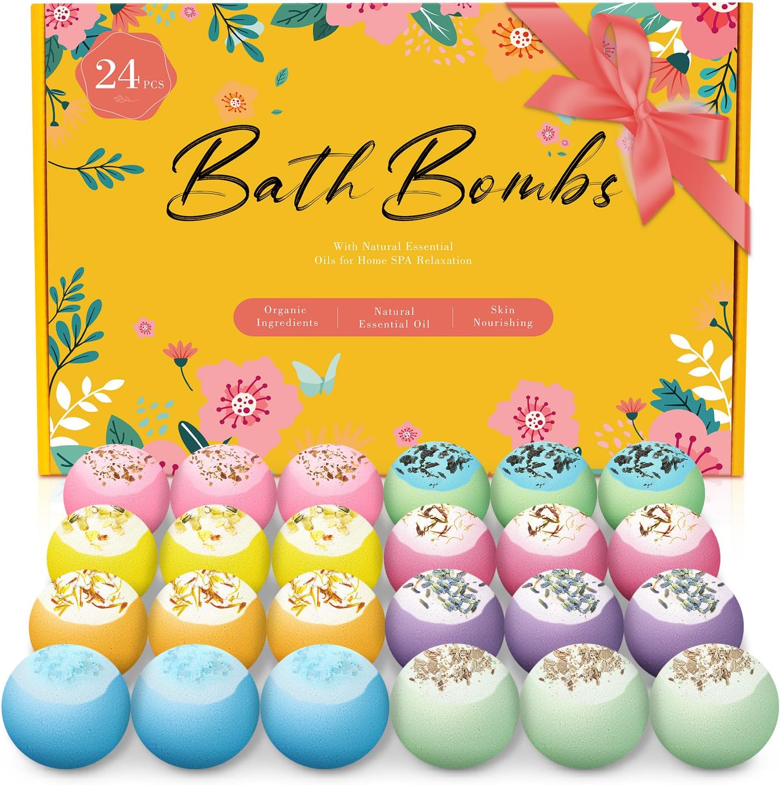 Amazon.com: Vacplus Bath Bombs - 24 Pack, Handmade Bath Bomb Set with ...