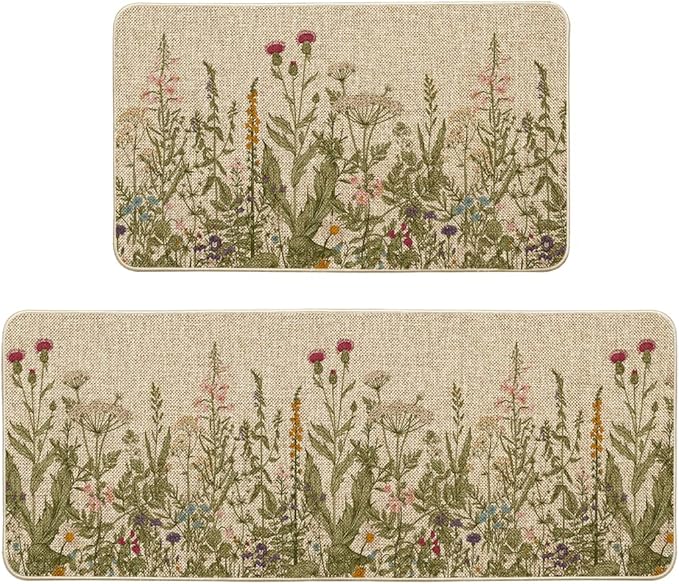 Amazon.com: Artoid Mode Wildflower Summer Floral Kitchen Mats Set of 2 ...