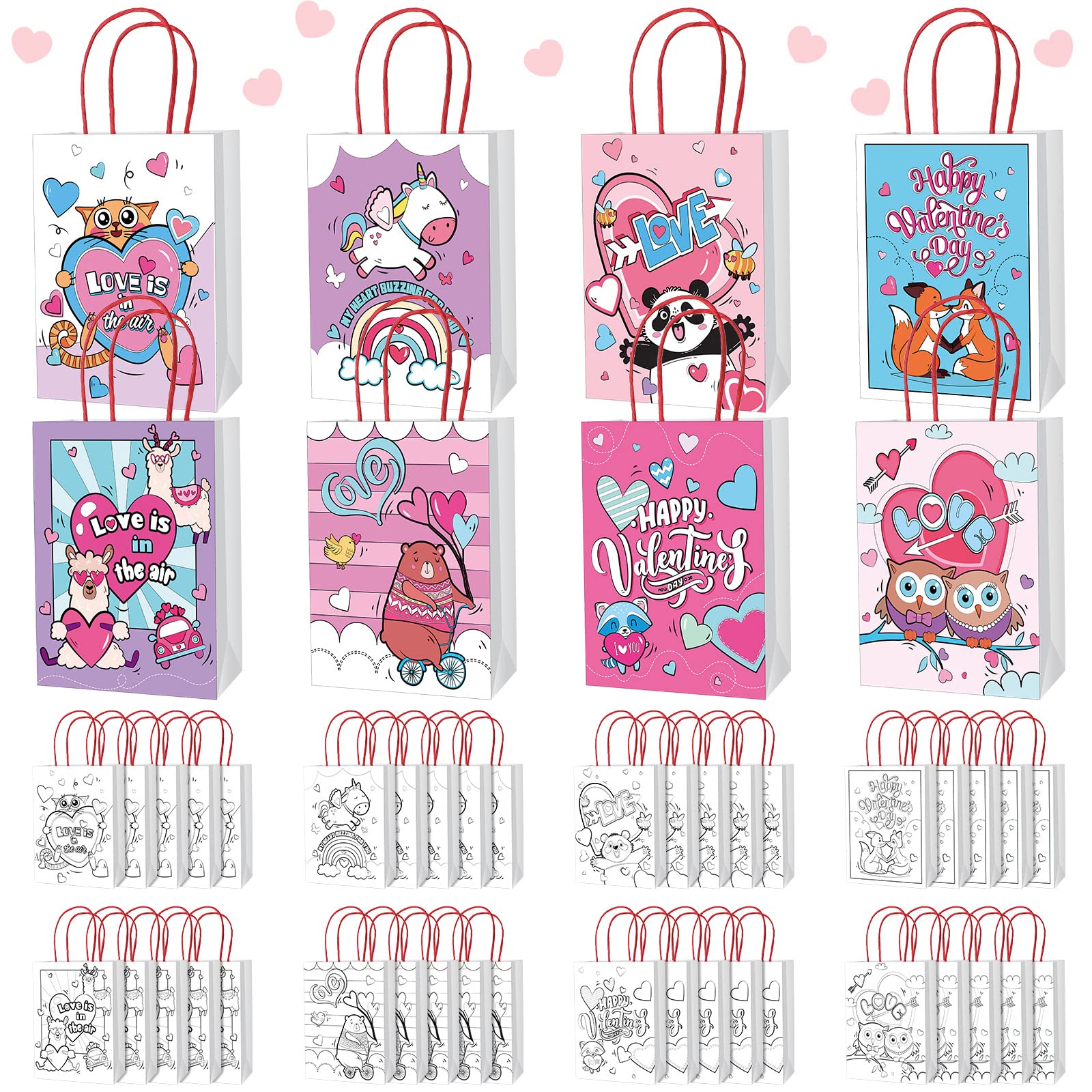 Amazon.com: 48 Pcs Valentines Day Paper Gift Bags DIY Color Your Own ...