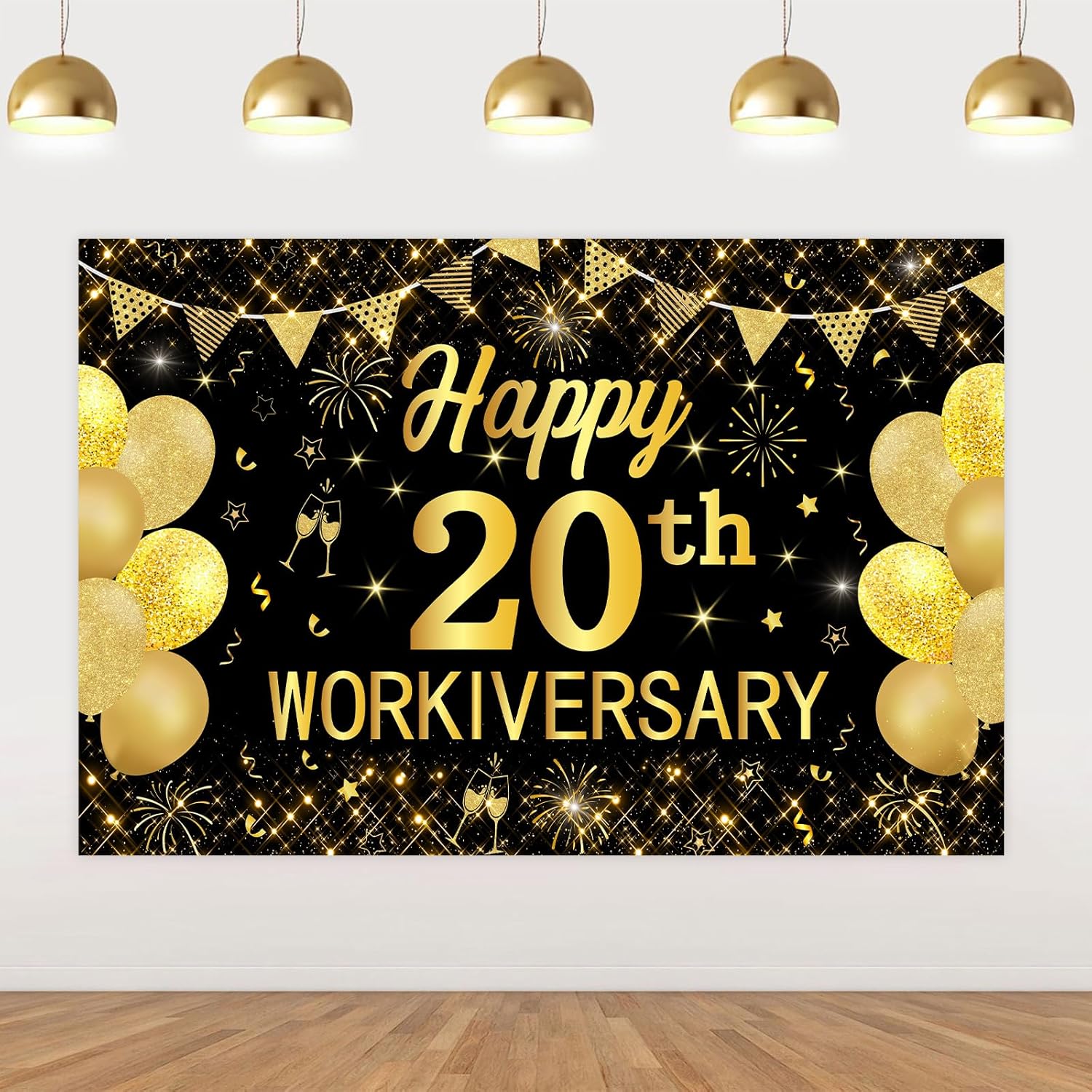Amazon.com : Wonmelody 20th Workiversary Decorations 4.92*3.28ft Happy ...