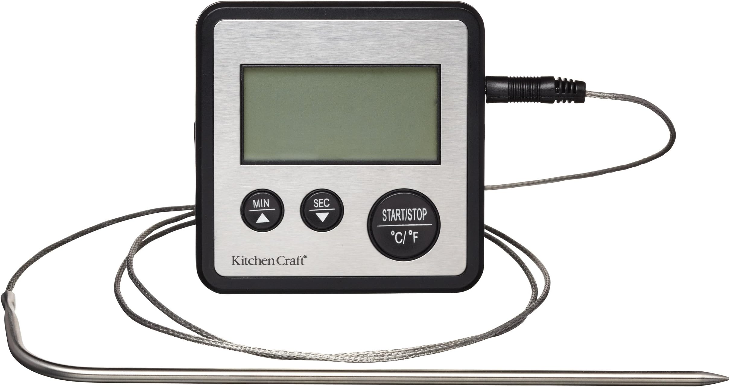 KitchenCraft Digital Food Thermometer and Kitchen Timer with Probe for ...