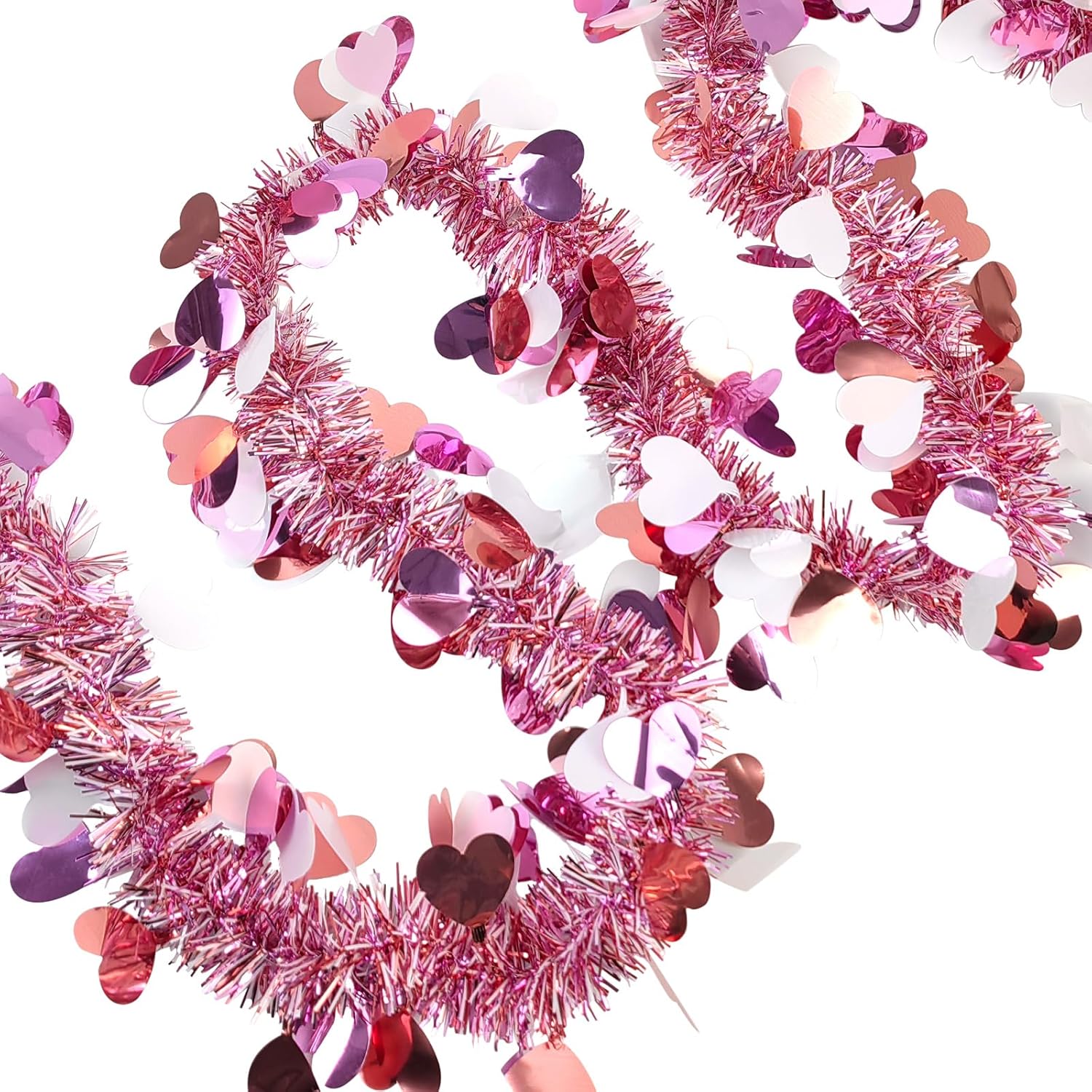 Amazon.com: CIEOVO 39.3 Feet Valentine's Day Heart Tinsel Garland, Rose ...
