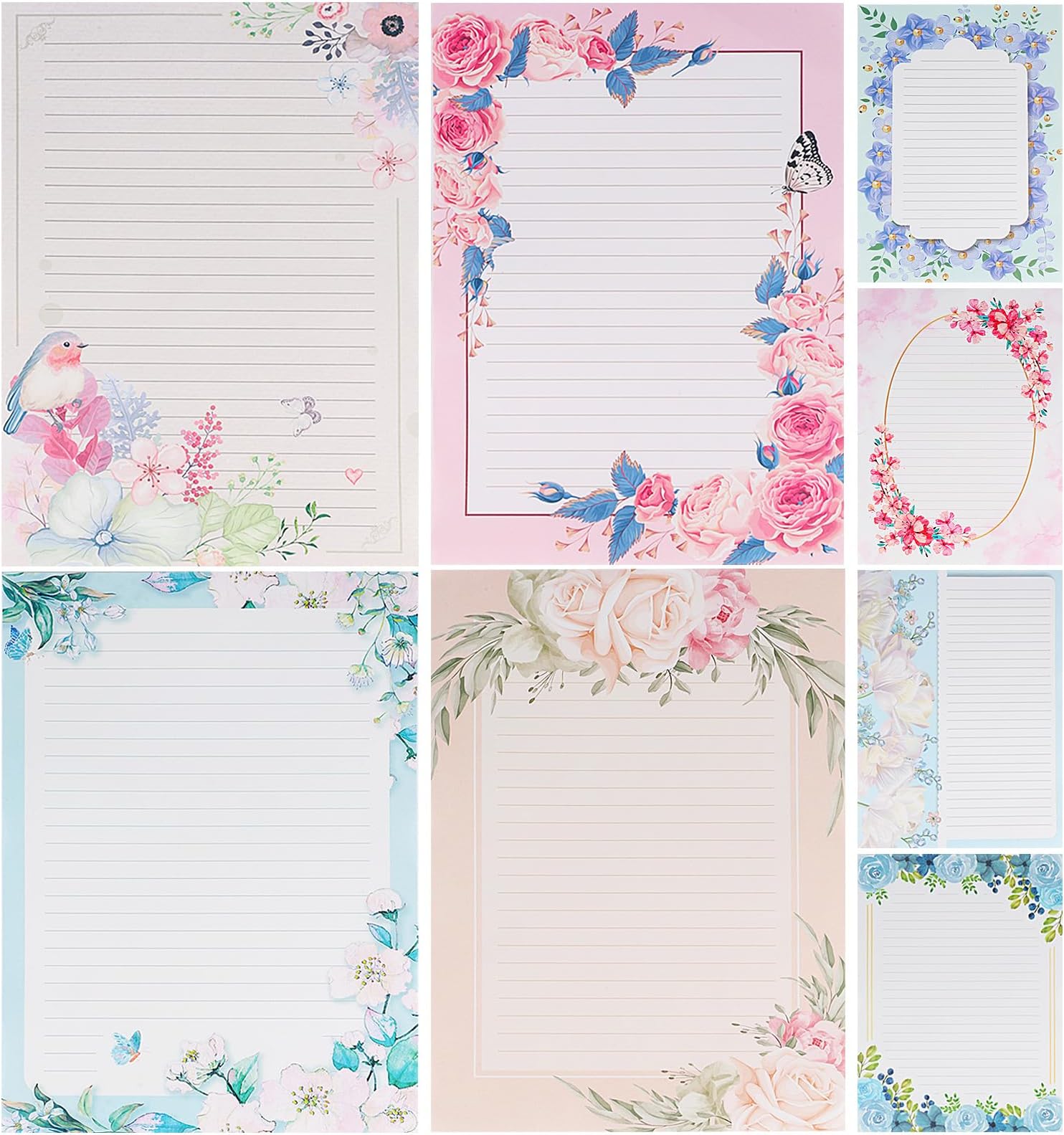 Amazon.com : 72Pcs Flower Stationary Paper Lined 8.5x11 Lined ...