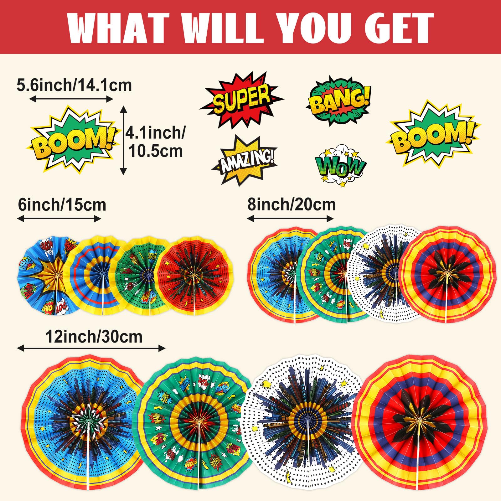 Snapklik.com : 12 Pieces Super Theme Hero Hanging Paper Fans For ...