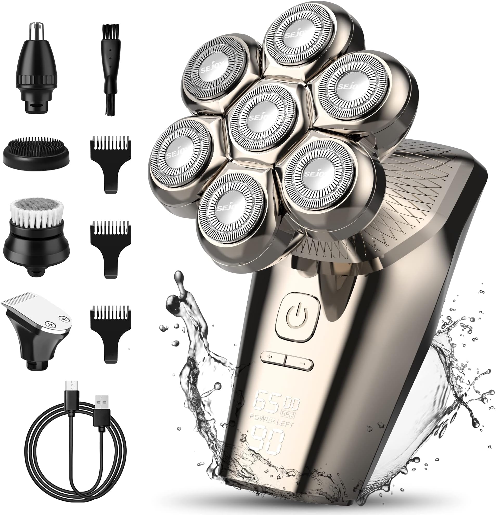 Amazon.com: 7D Electric Razor for Men, 5 in 1 Head Shavers for Bald Men ...