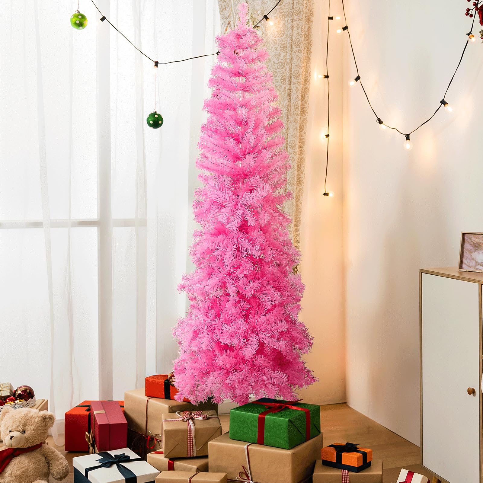 Amazon.com: BRIGHTORIA 5.5 ft Artificial Pencil Christmas Tree, Slim ...