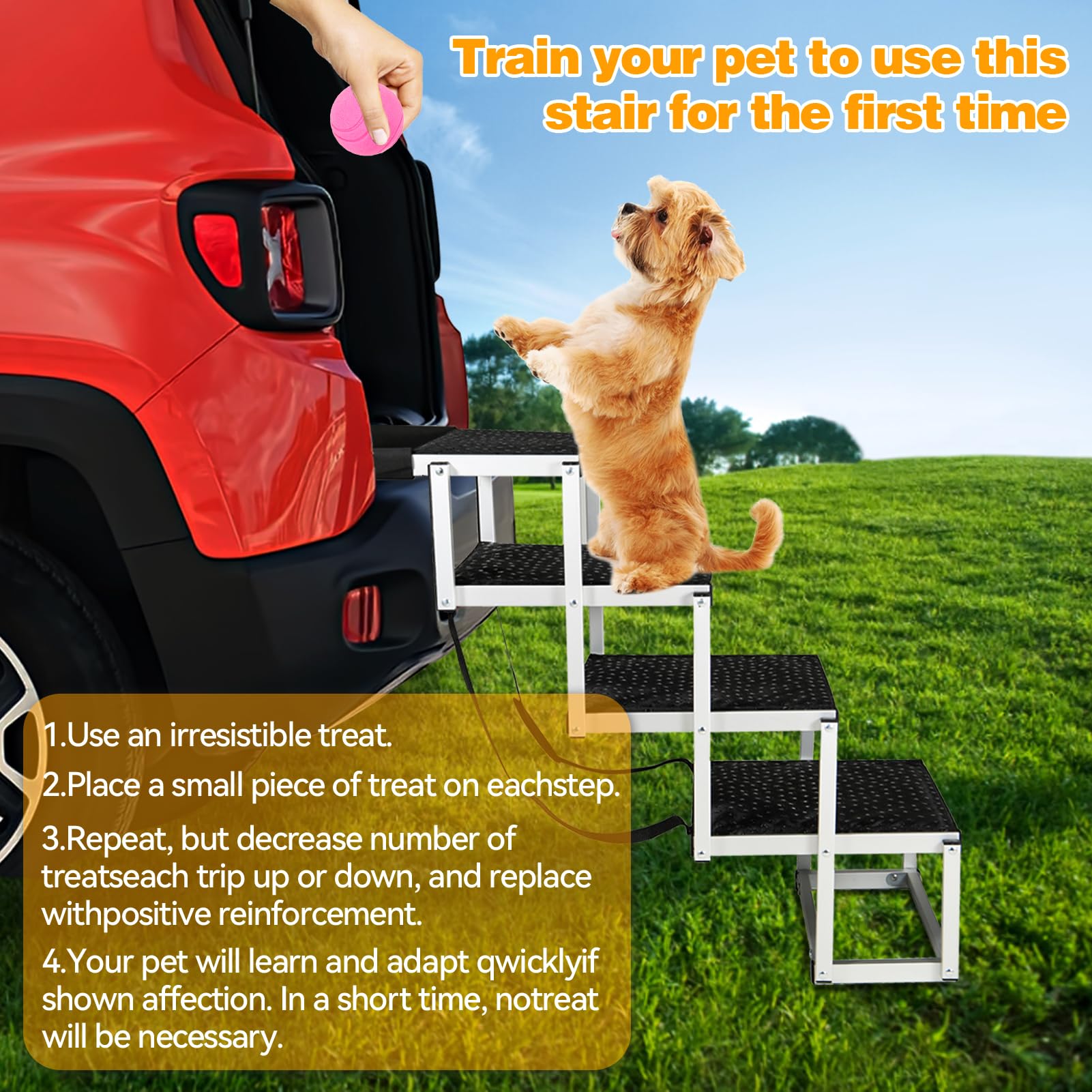 Portable Dog Stairs for Car, Foldable Dog Car Ramps for Large Small ...