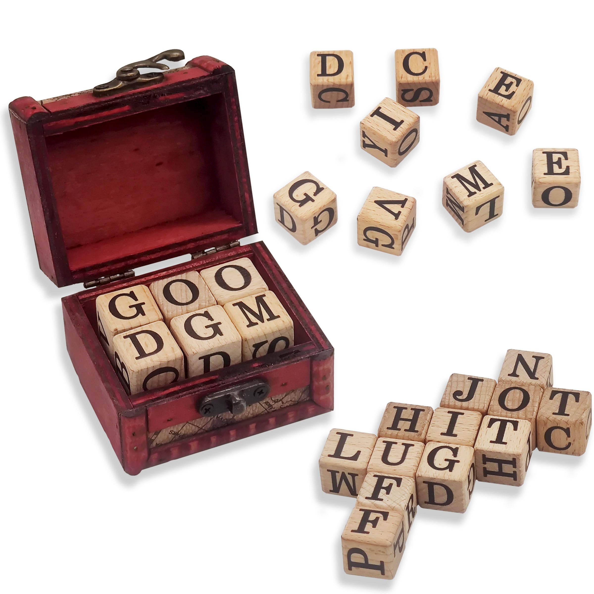 Amazon.com: Barsha Space Crossword Solitaire Dice Game, Wood Creative ...