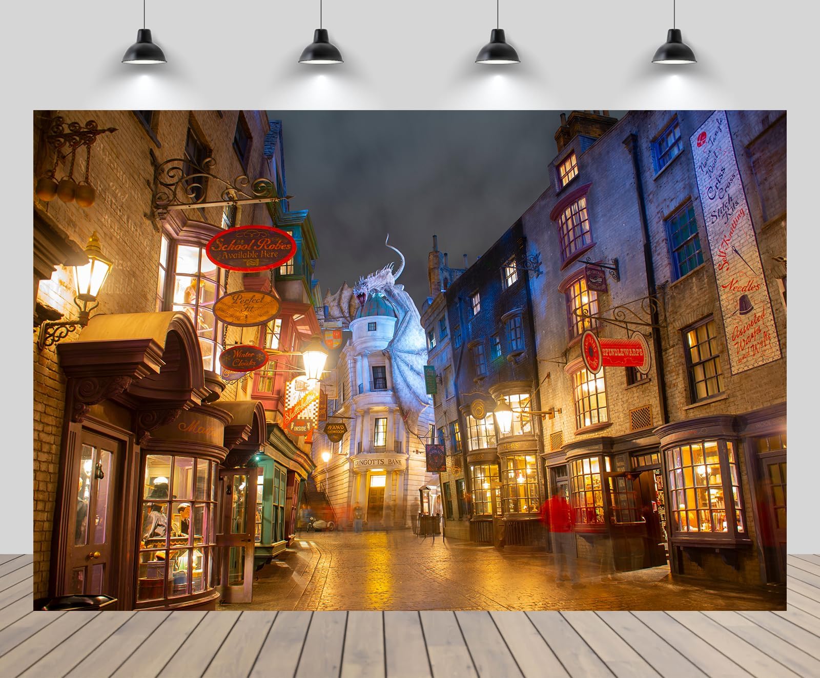 Amazon.com : CHNYWORK 7ftx5ft Magic Alley Backdrop Vintage Night View ...