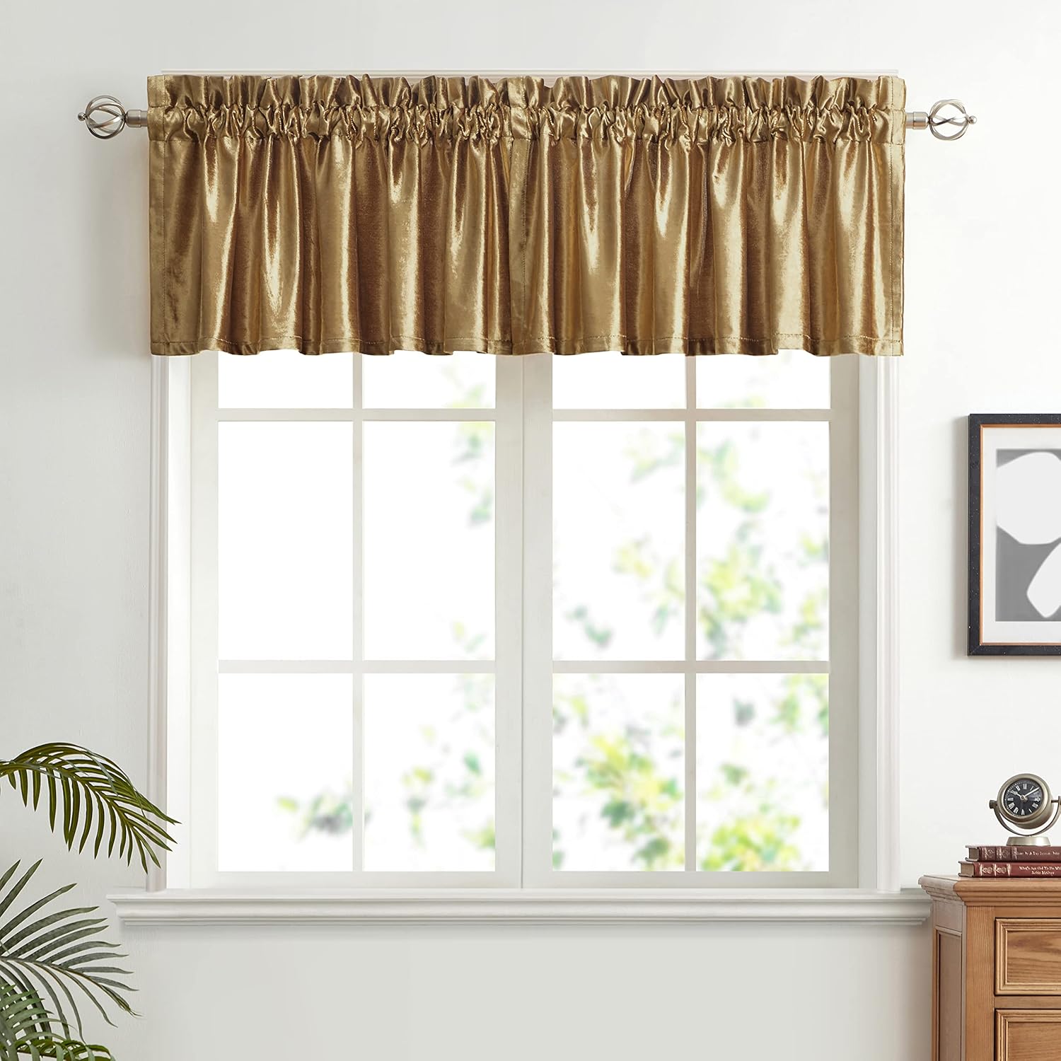 Amazon.com: PRIMROSE Set of 2 Panels Gold Curtains Valances for Living ...