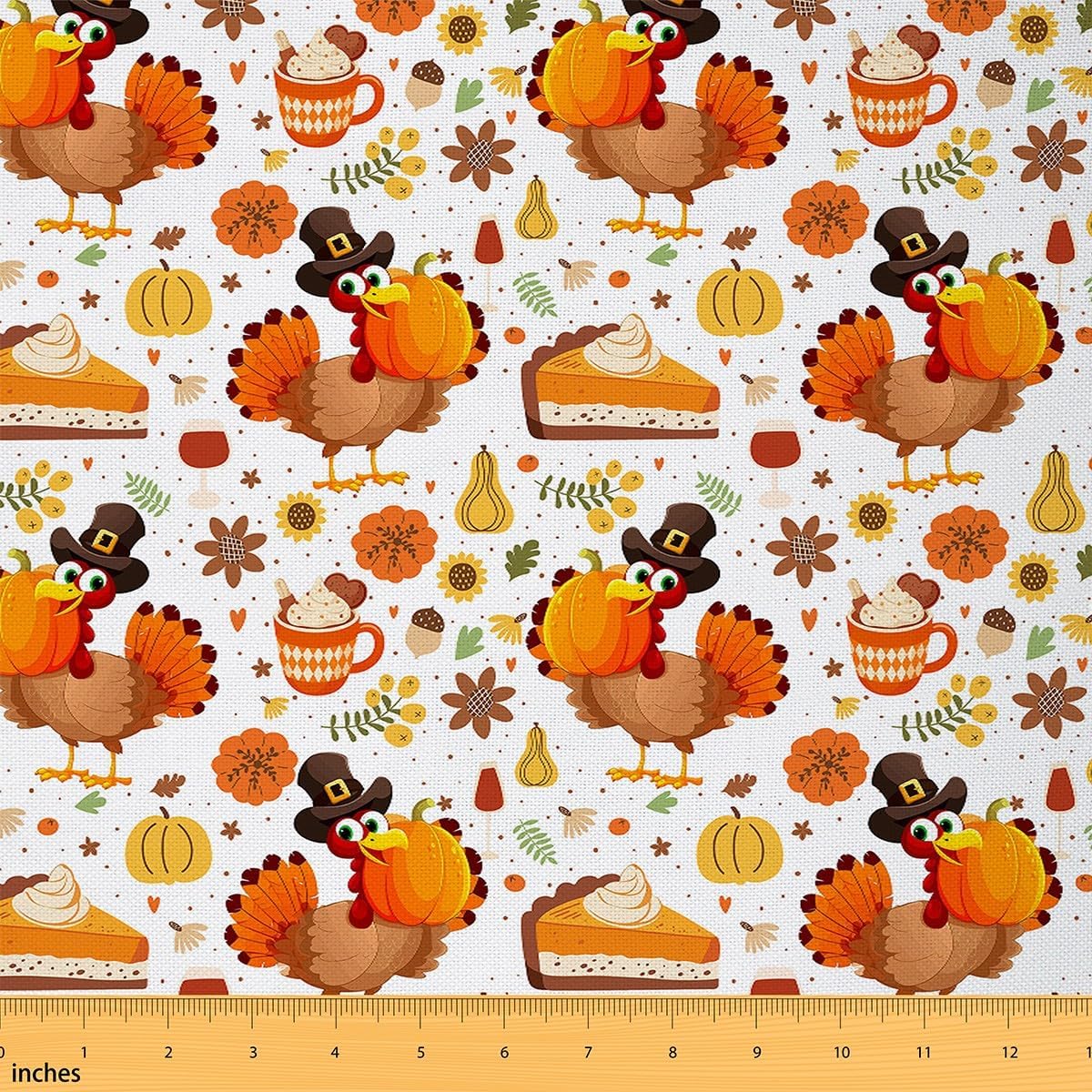 Amazon.com: Fall Turkey Fabric by The Yard 1 Yard Happy Thanksgiving ...