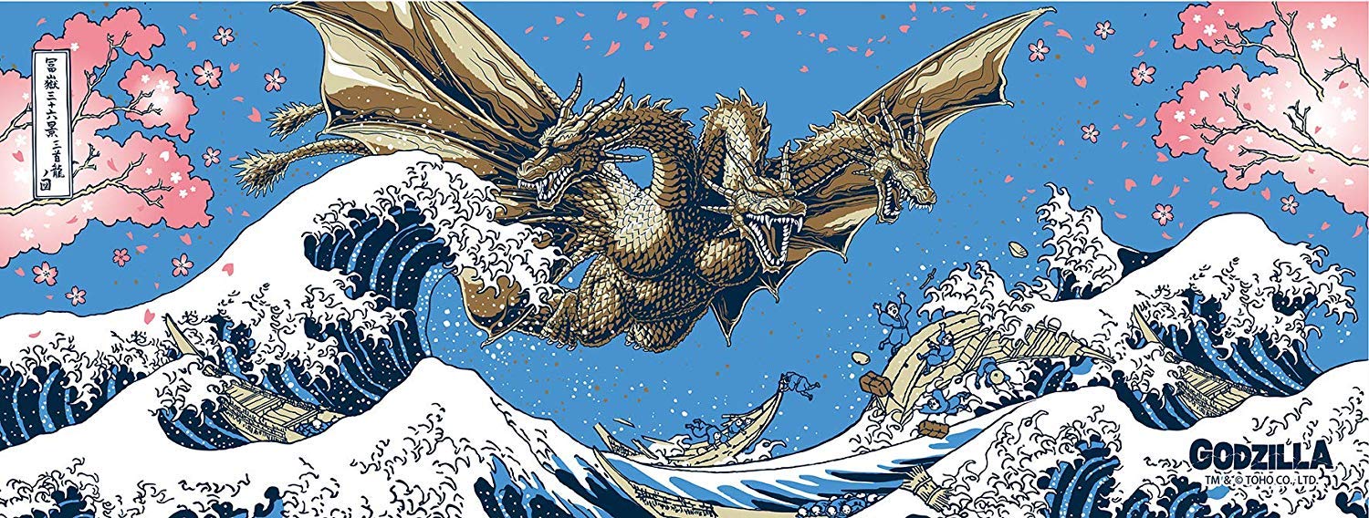 Japanesetenugui Cotton Ukiyoe Godzilla King Ghidorah Made In Japan ...