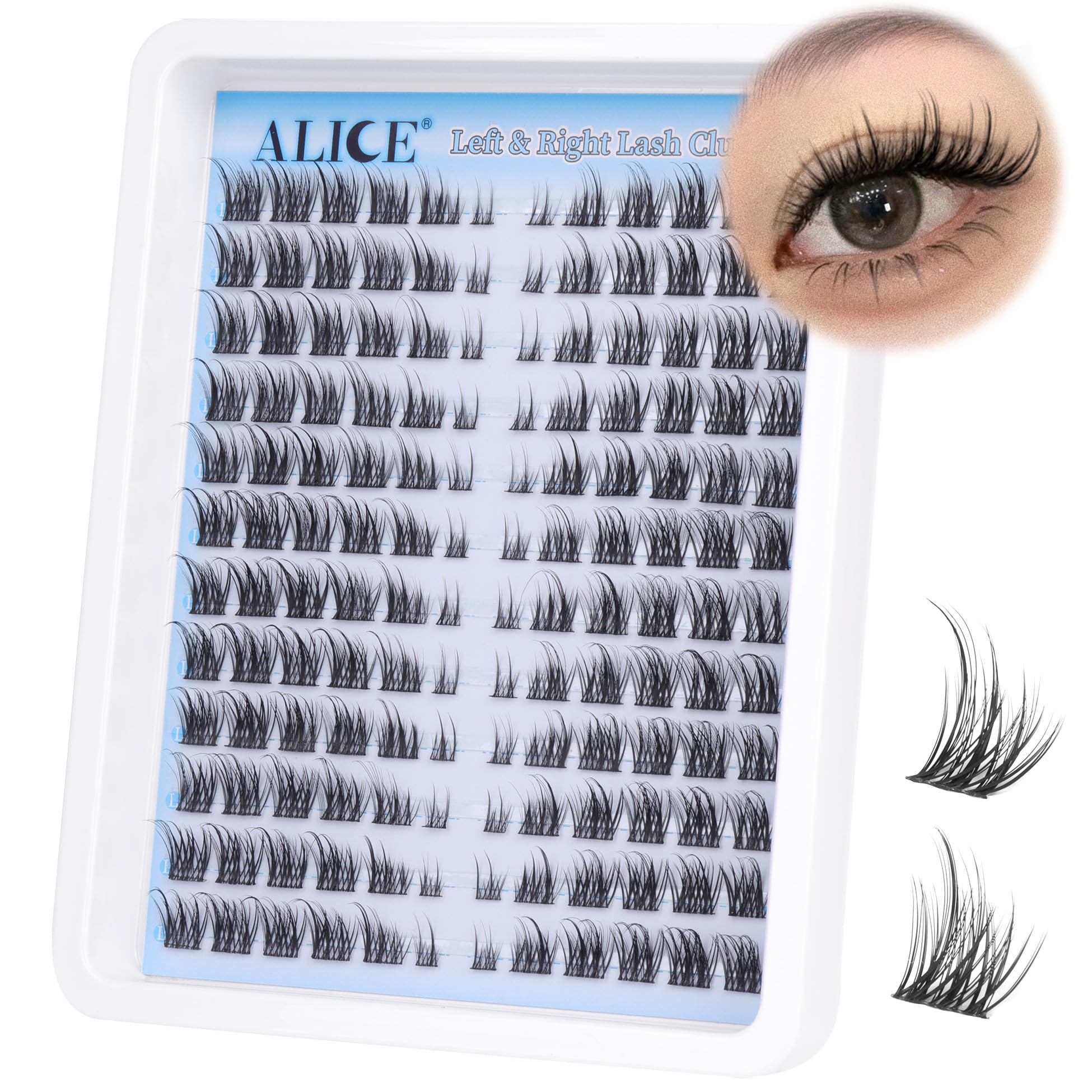 Amazon.com: ALICE Natural Cluster Eyelash Extensions Left & Right Lash ...