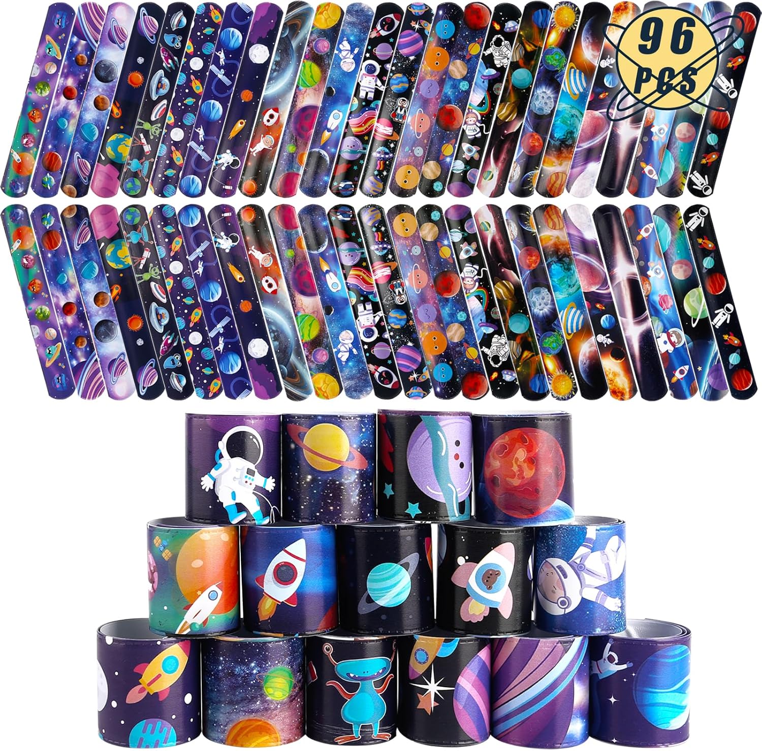 Amazon.com: Shindel 96PCS Slap Bracelets Bulk, Space Slap Bracelets ...