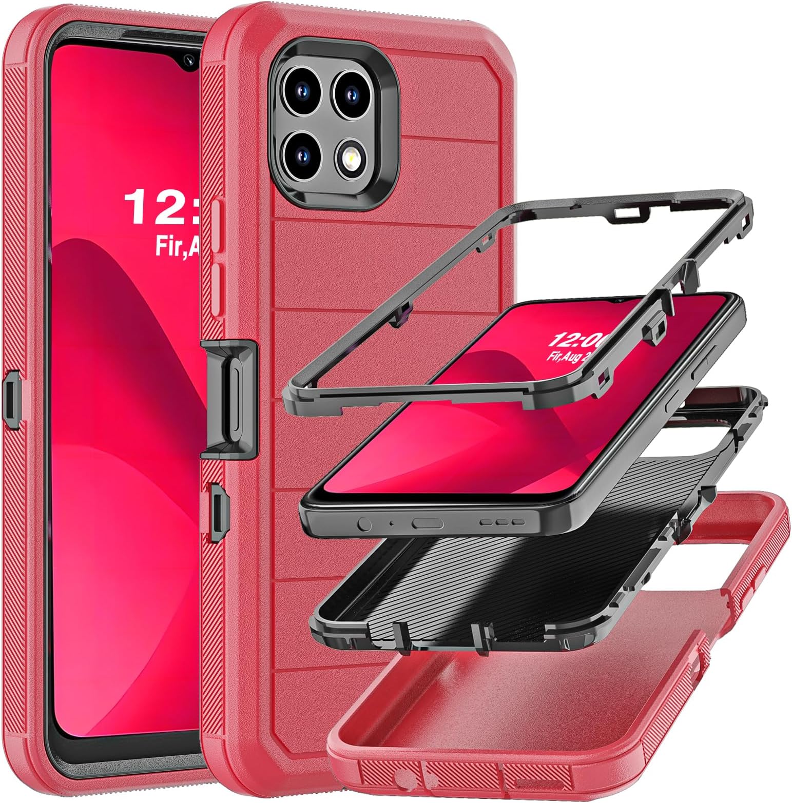 Amazon.com: YmhxcY 3-in-1 skockproof Designed for T-Mobile Revvl 7 Case ...