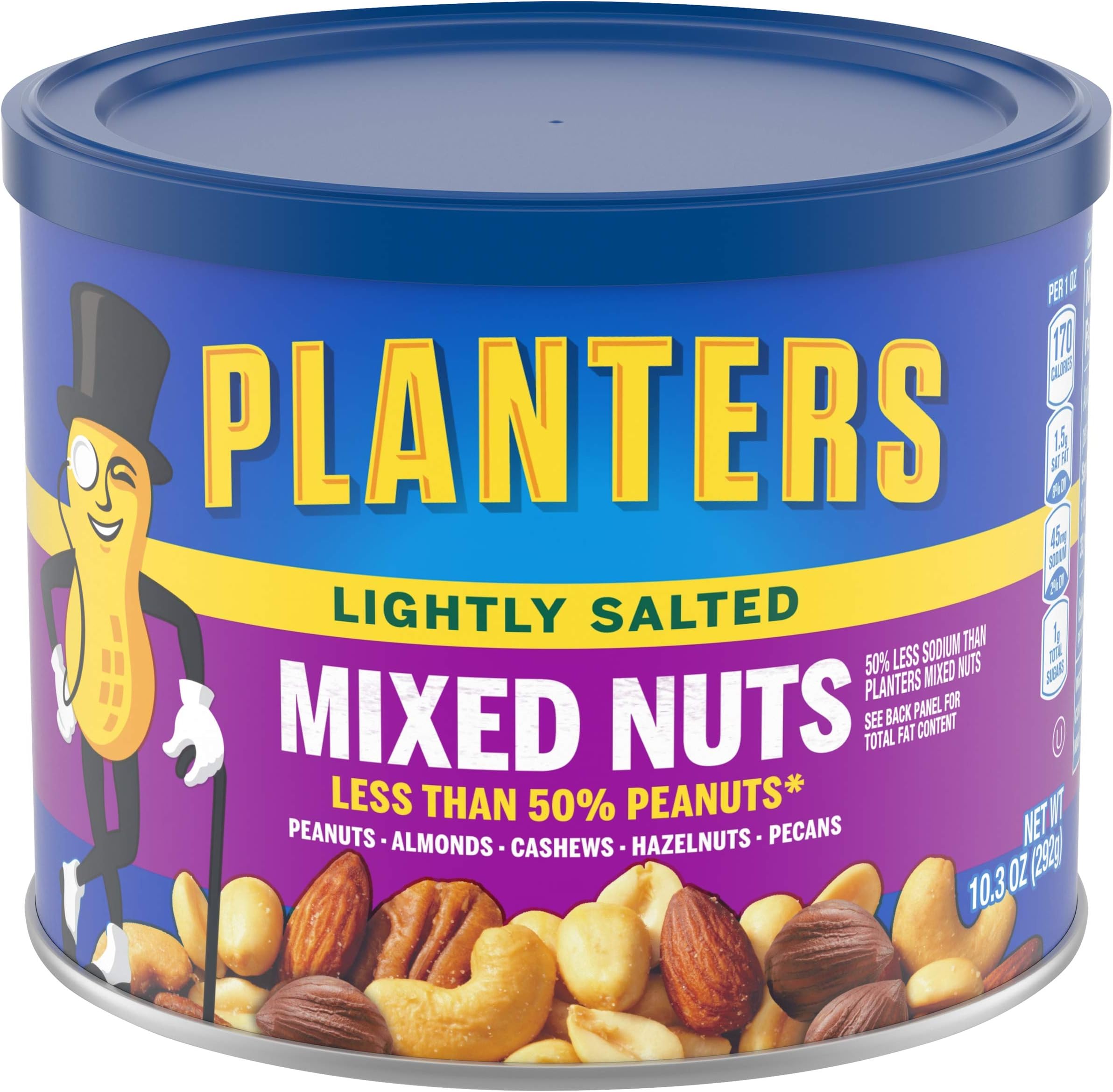 Amazon.com : Planters Lightly Salted Mixed Nuts (10.3 oz Canister, Pack ...