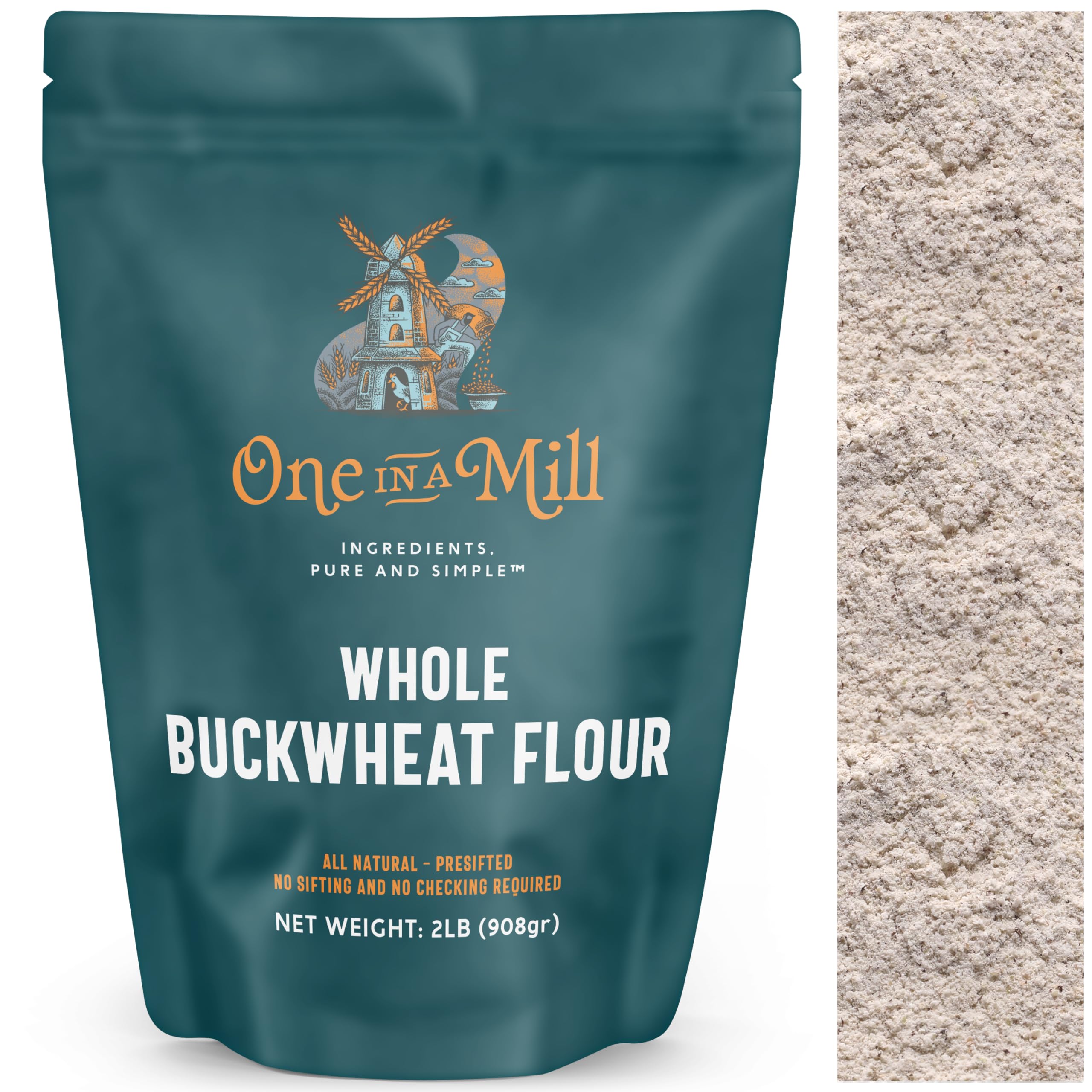 Amazon.com : One in a Mill Whole Buckwheat Flour | 2 Pound Resealable ...