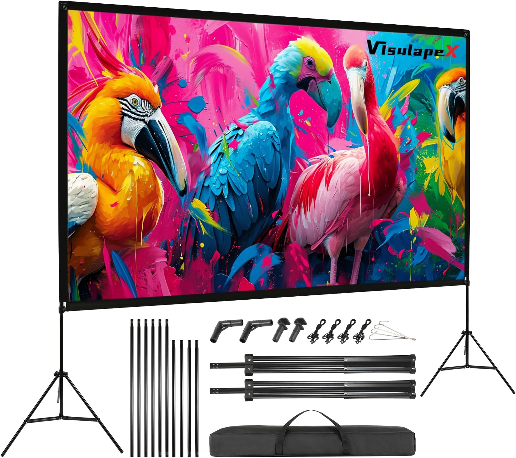 VISULAPEX No Wrinkles 100 Inch Projector Screen - Super Stable with ...