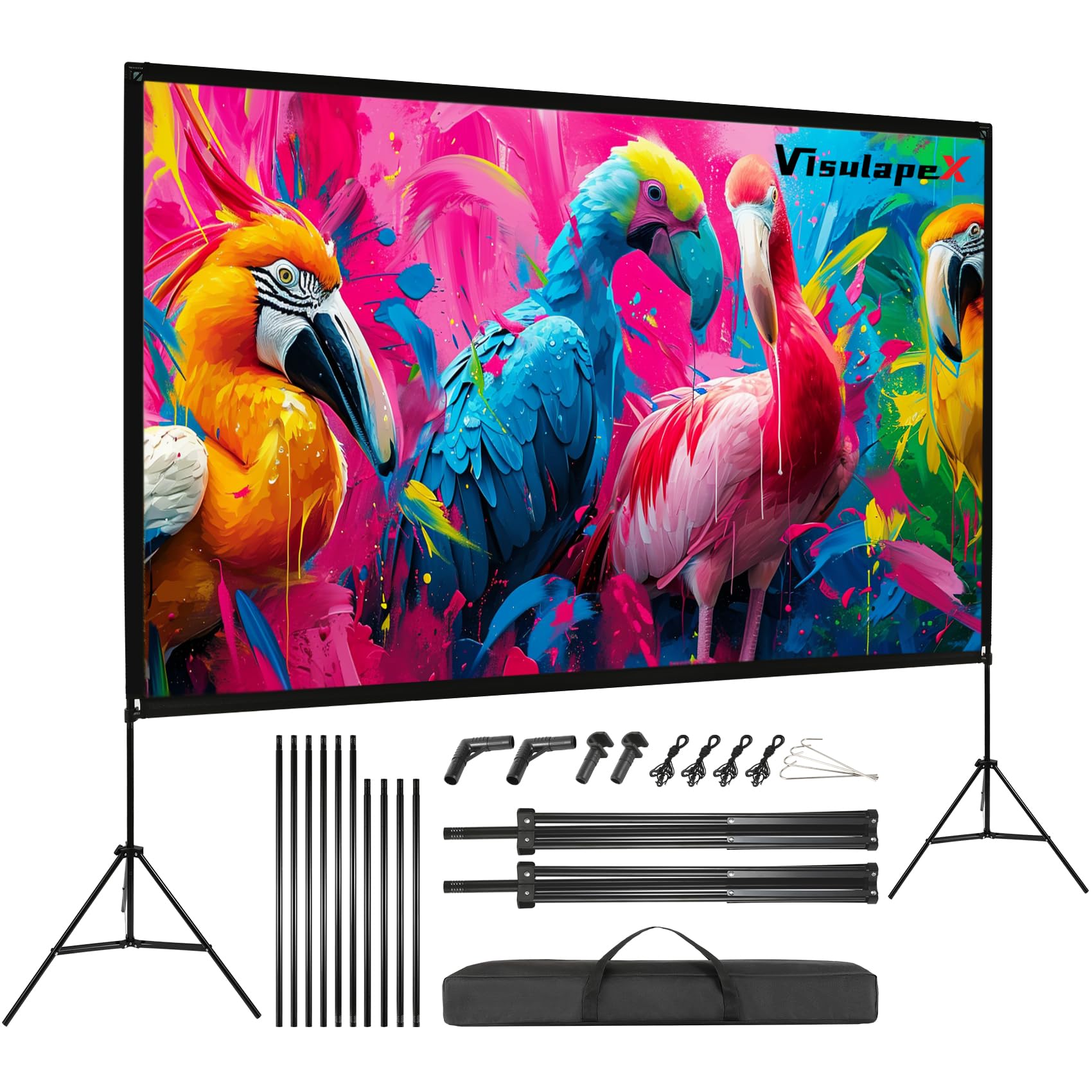 VISULAPEX No Wrinkles 100 Inch Projector Screen - Super Stable with ...